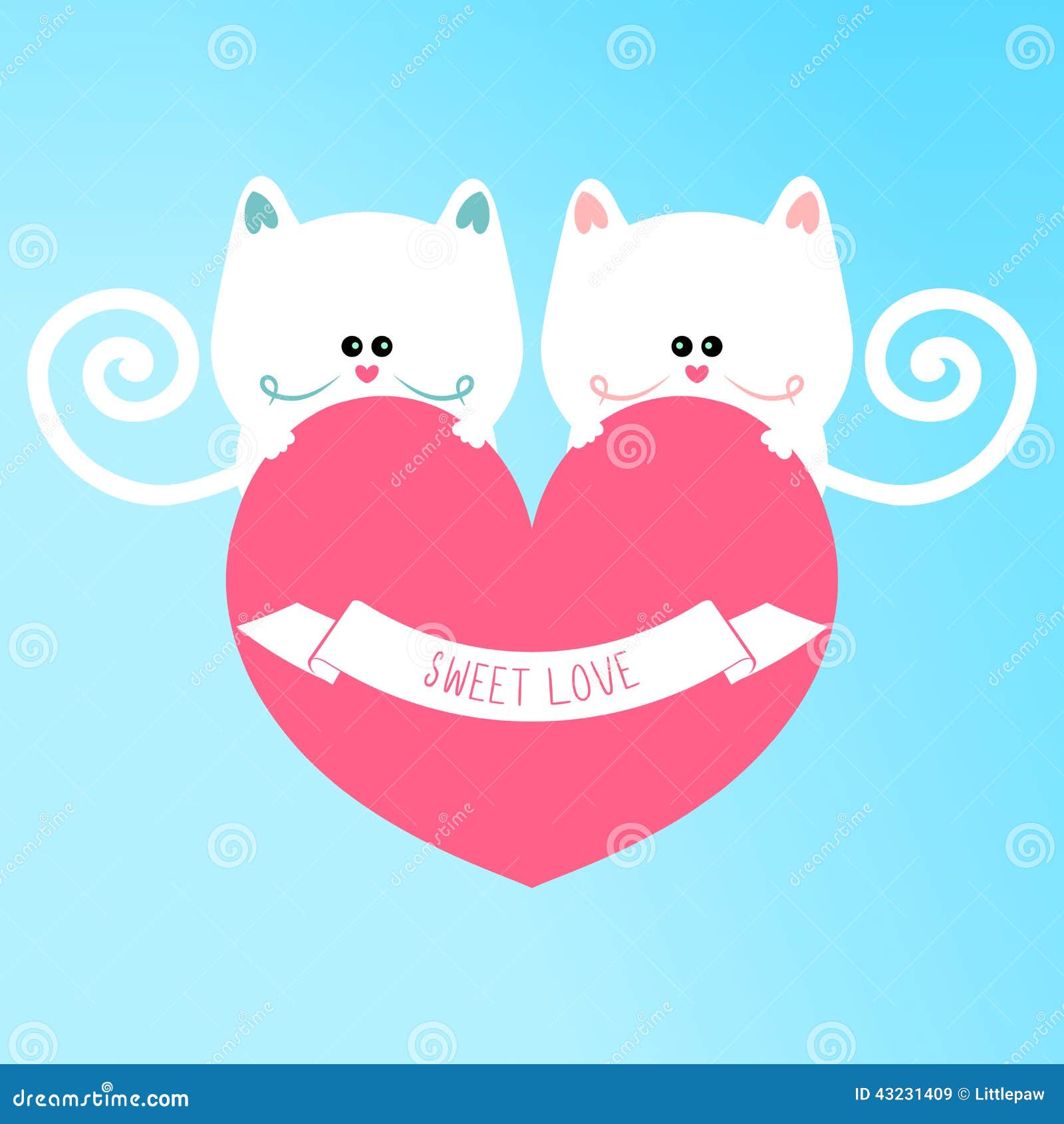 Cute cats in love stock vector. Illustration of greeting - 43231409