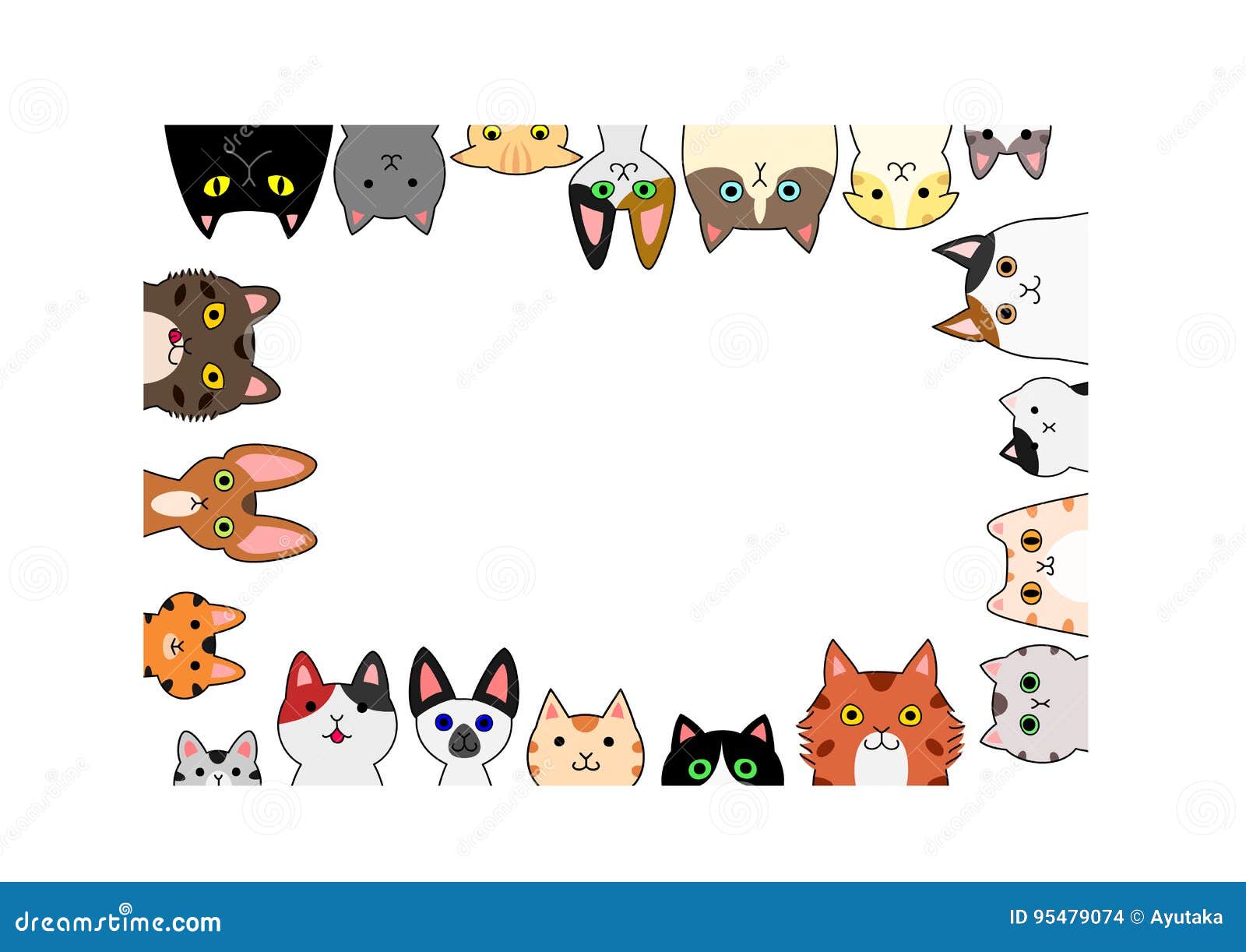 Cute cats rectangle frame stock vector. Illustration of head - 95479074