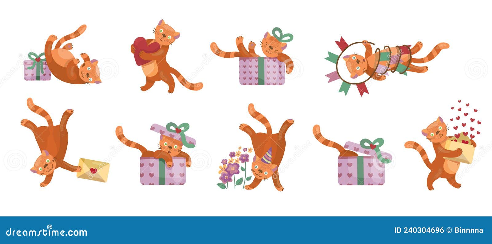 Cute cats sat stock vector. Illustration of flat, drawn - 240304696