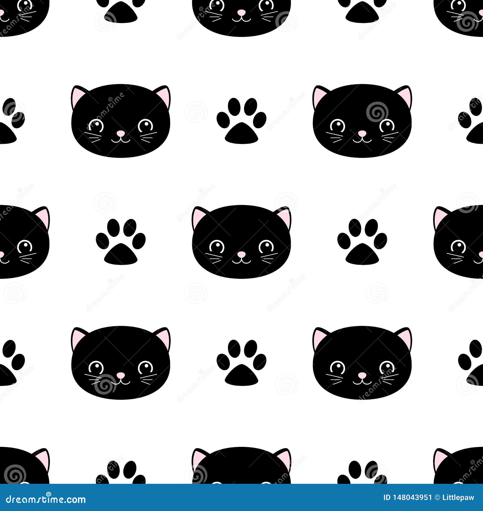 Cute Cats Seamless Pattern, Little Kittens, Texture for Wallpapers ...