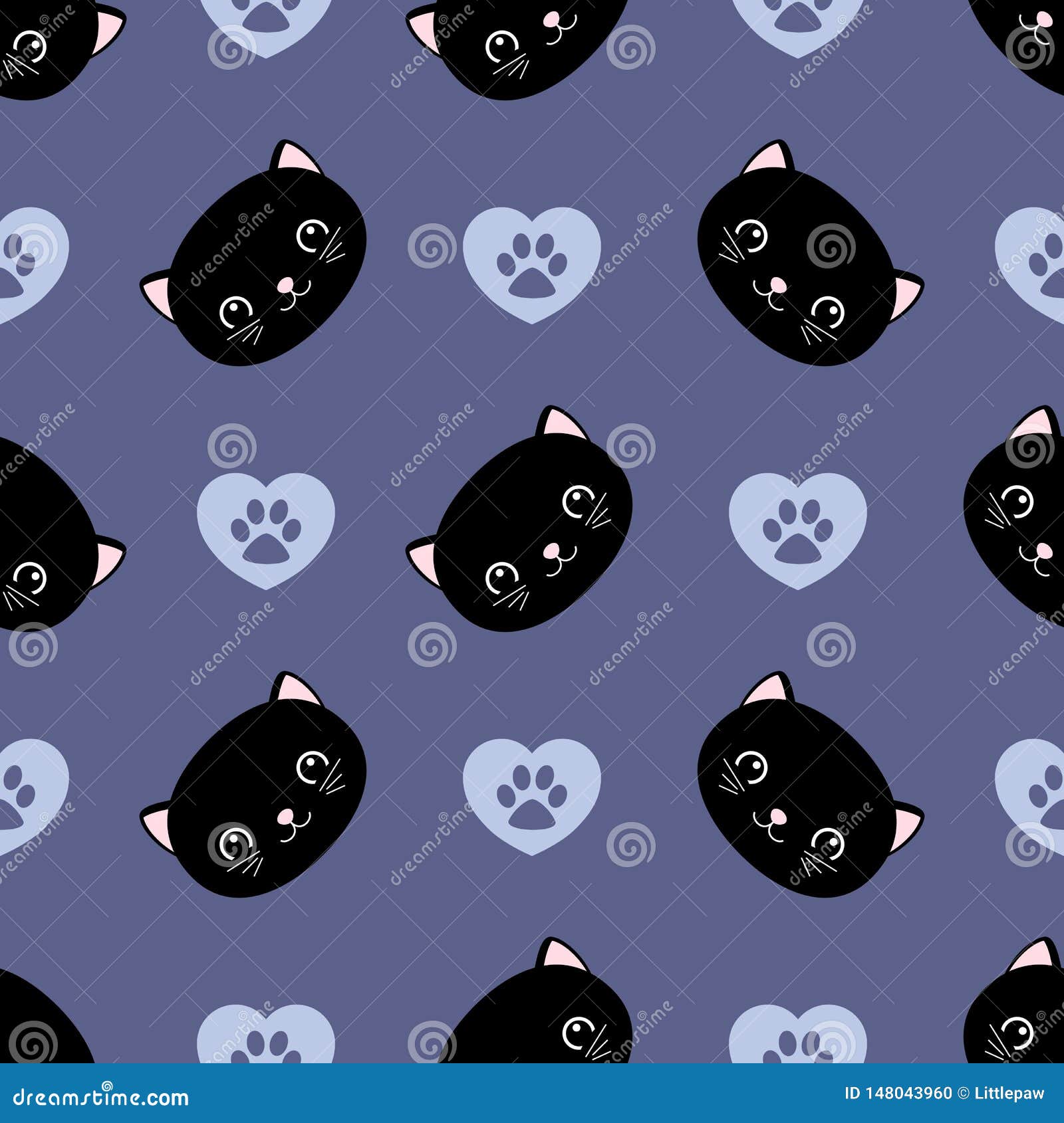 Cute Cats Seamless Pattern, Little Kittens, Texture for Wallpapers ...