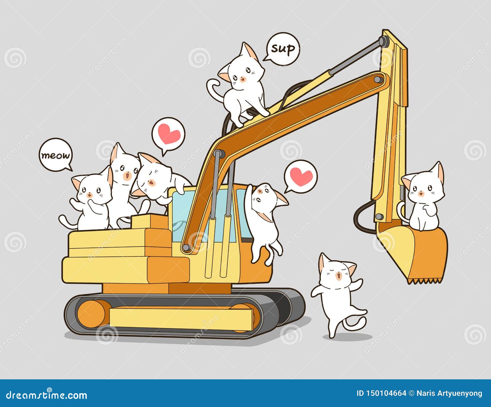 Cute cats and the tractor stock vector. Illustration of driver - 150104664