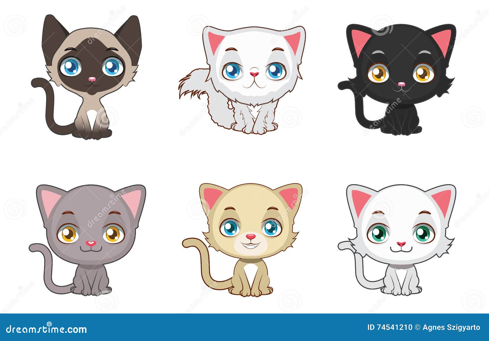 Cute cats variation stock vector. Illustration of domestic - 74541210