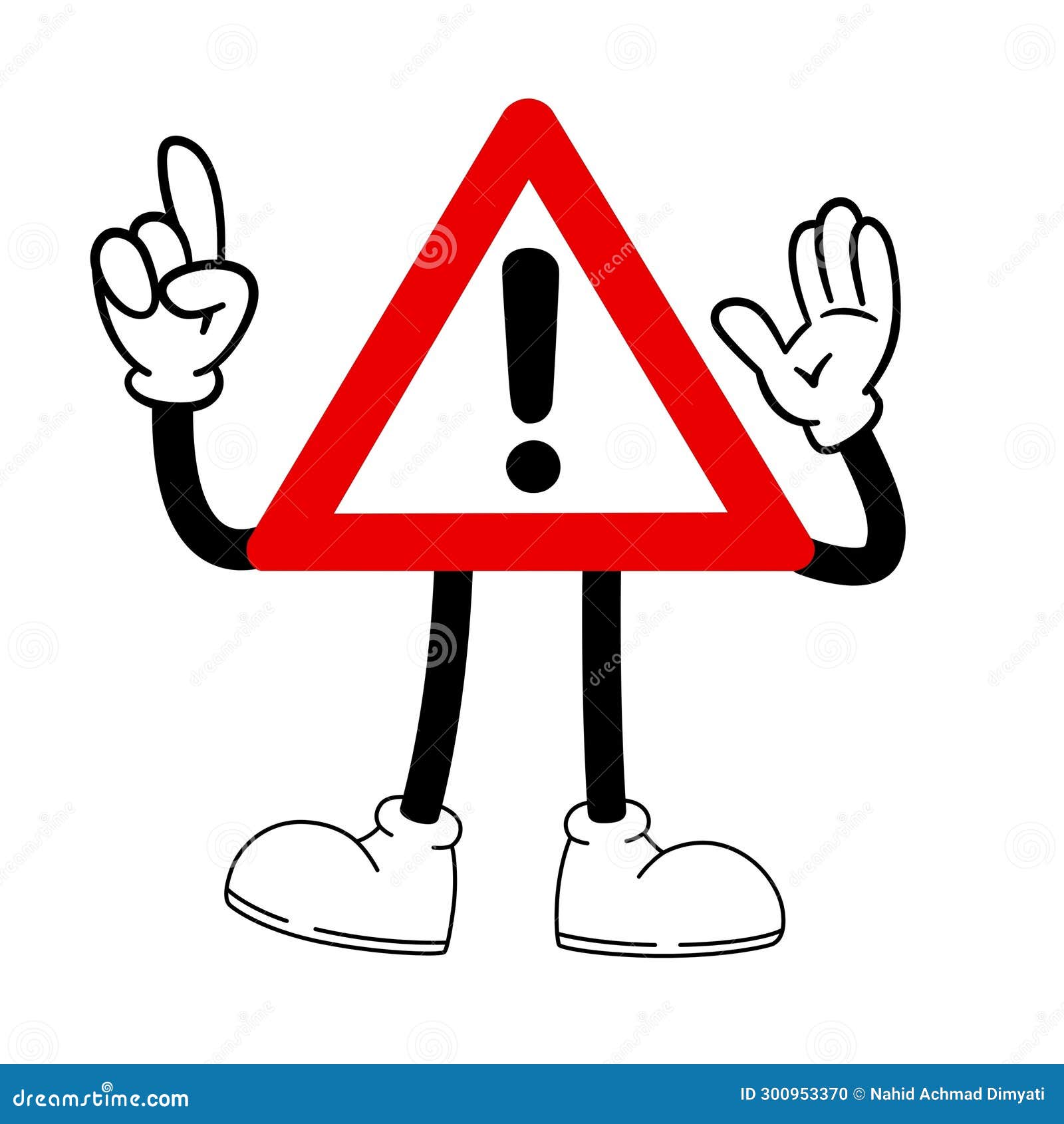 Cute Caution Sign Vector Featuring Both Hands Shaped Forefingers Like ...