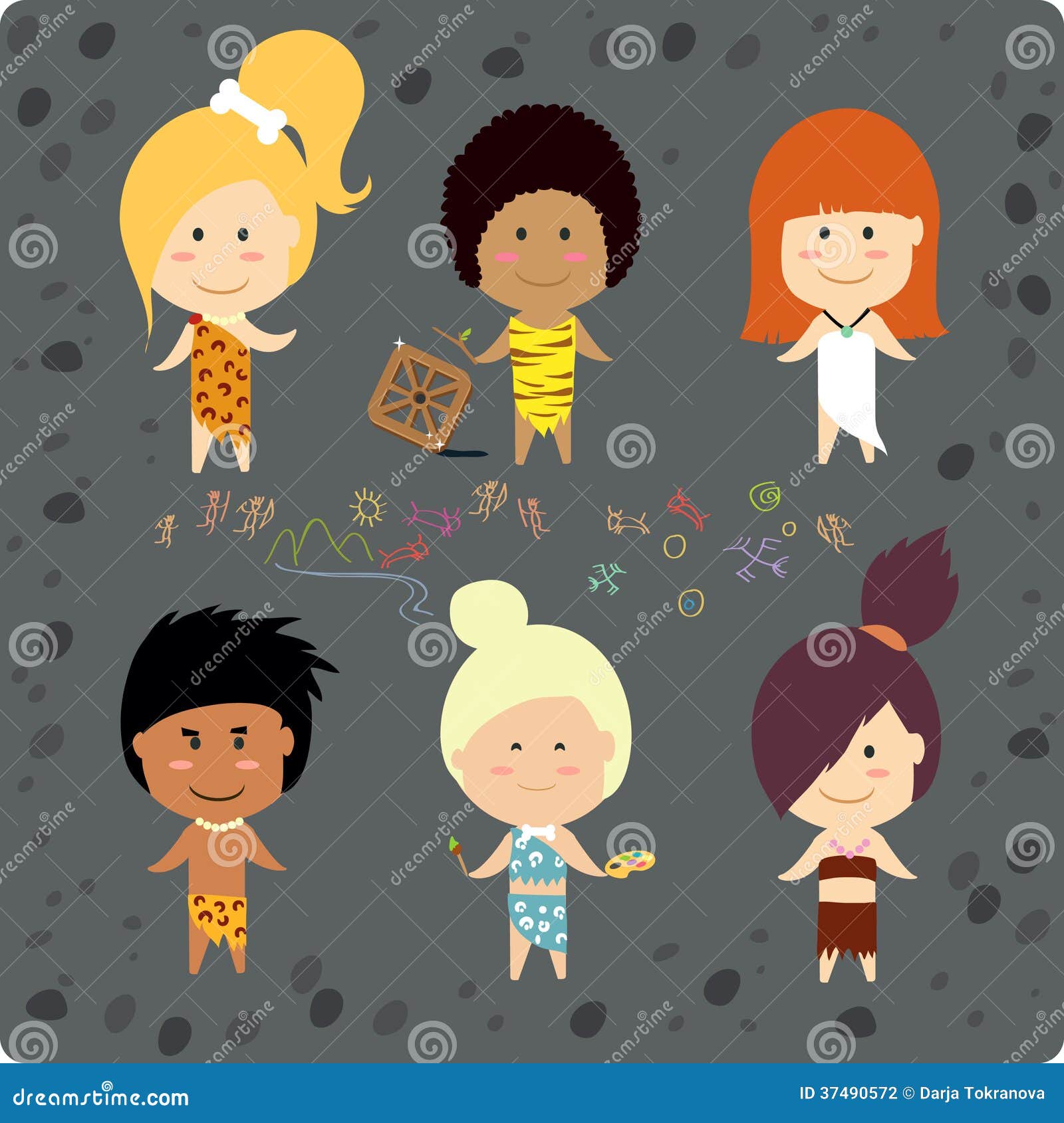 Cute cave people stock vector. Illustration of intelligence - 37490572