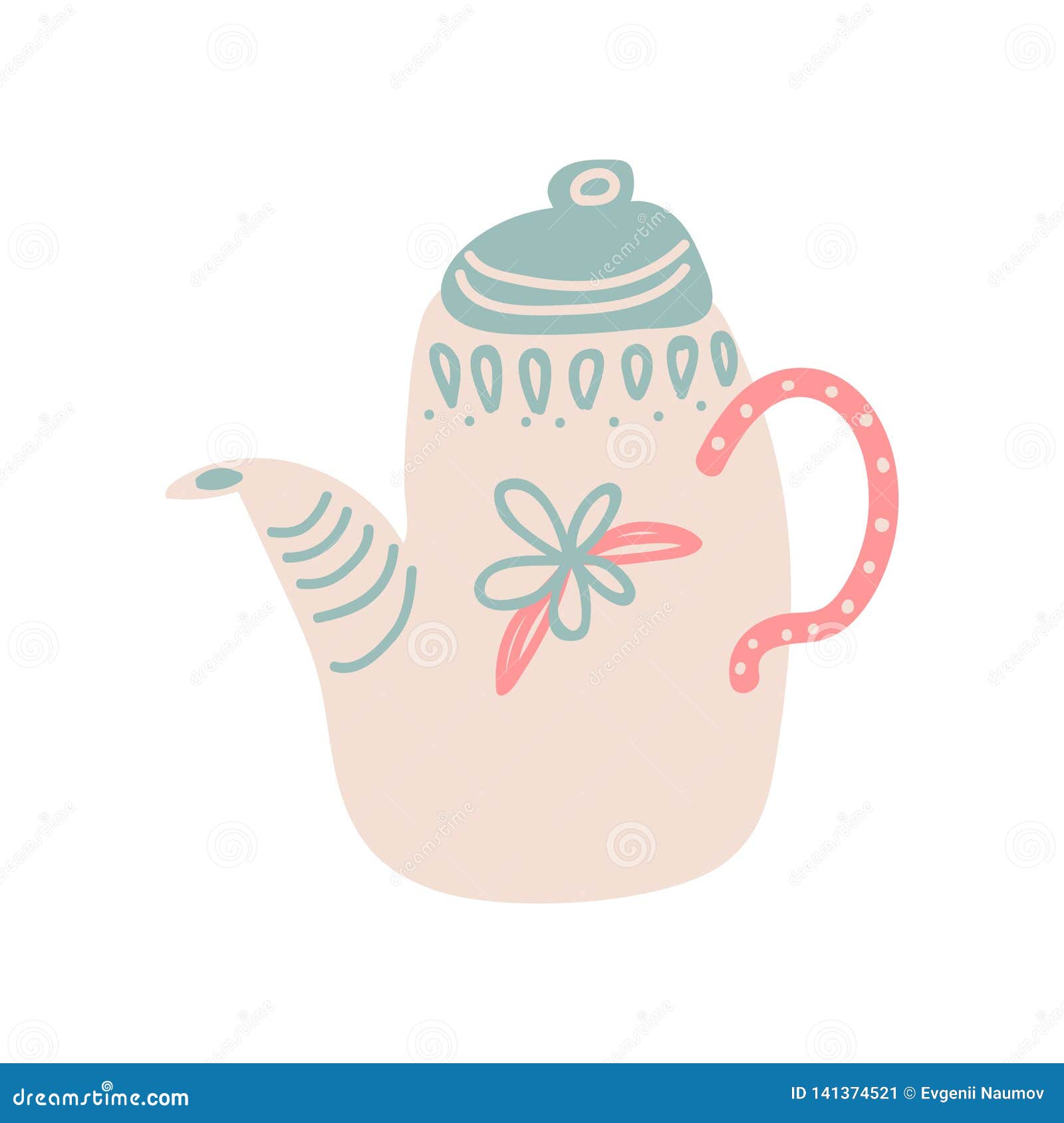 Cute Ceramic Teapot with Spout Vector Illustration Stock Vector ...