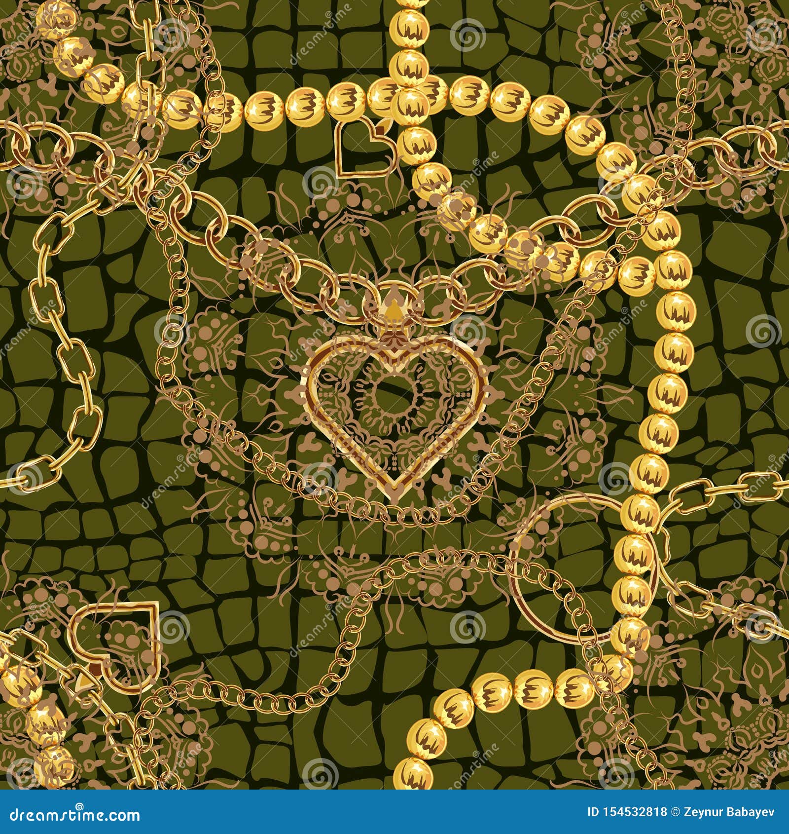 Cute Gold Chain Texture Seamless. Flat and Solid Color Vector ...