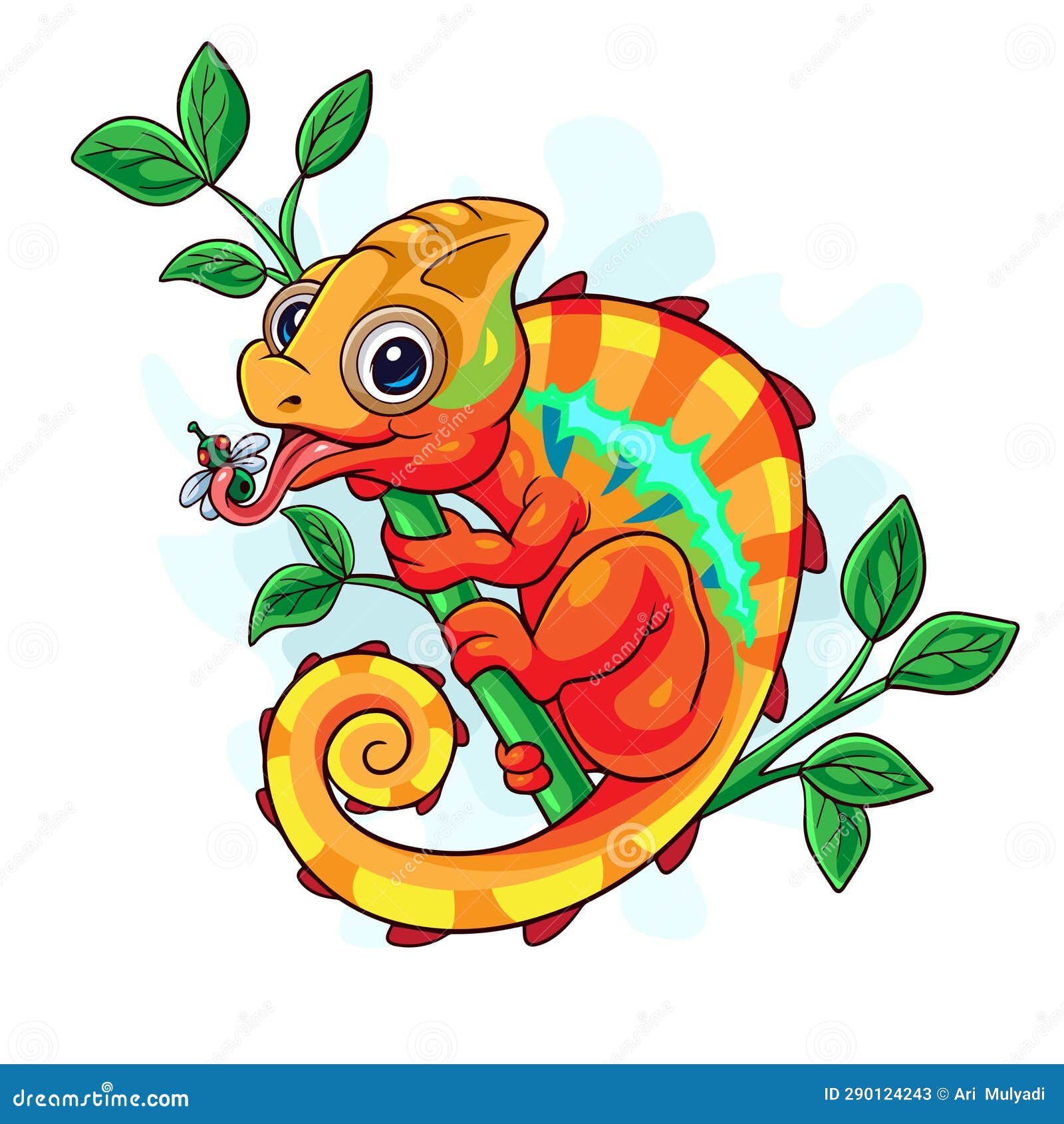 Chameleon With Lollipop. Vector Cartoon Illustration | CartoonDealer ...