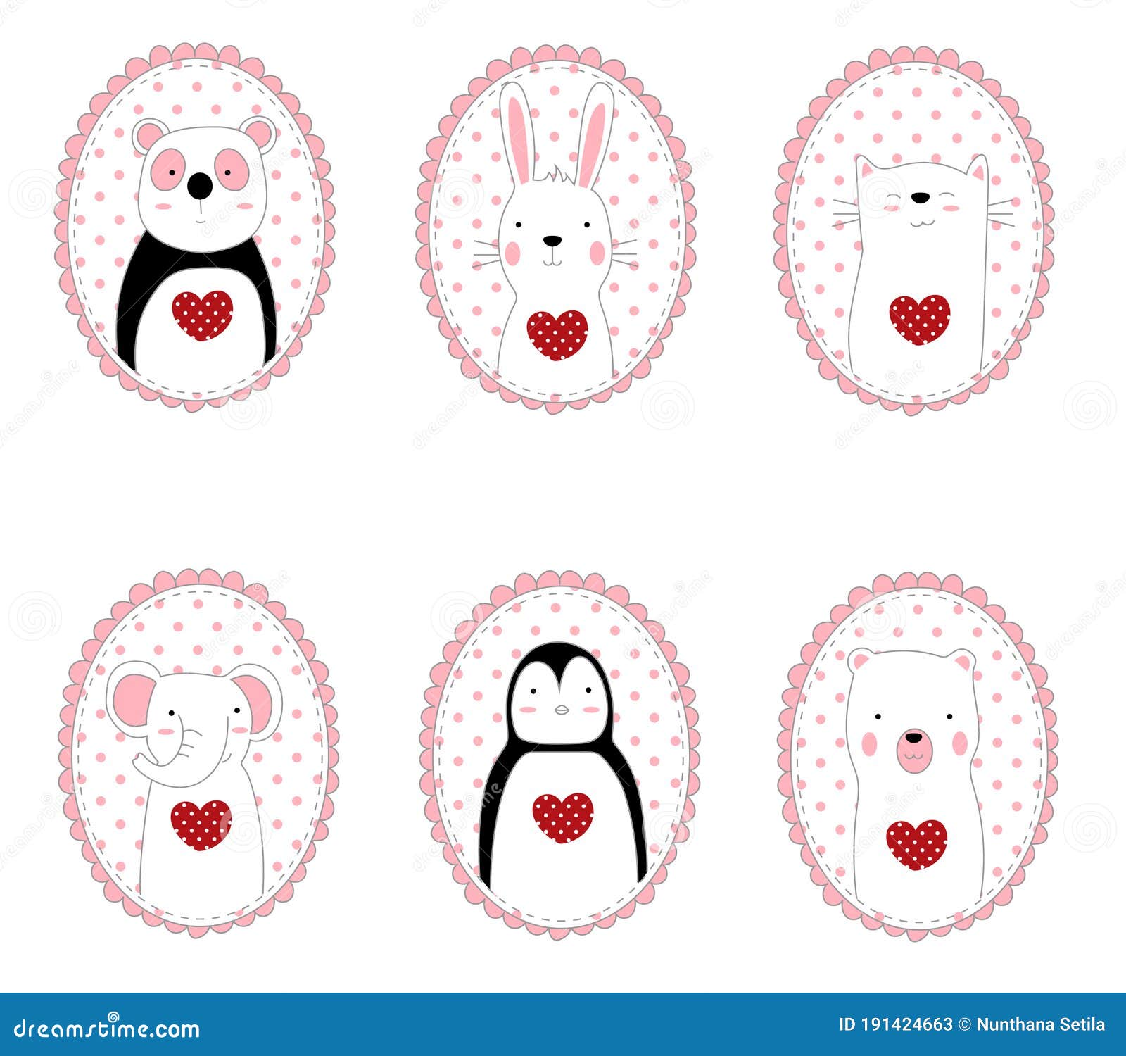 The Cute Character Animal Cartoon Hand Drawn Style Stock Vector ...