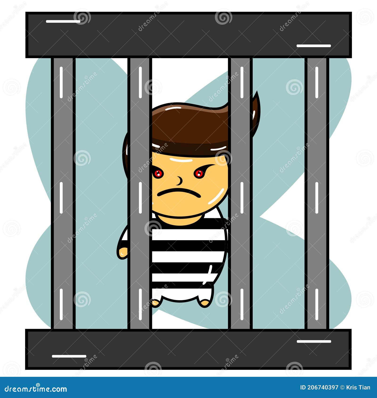 Bad boy in jail stock vector. Illustration of person - 206740397