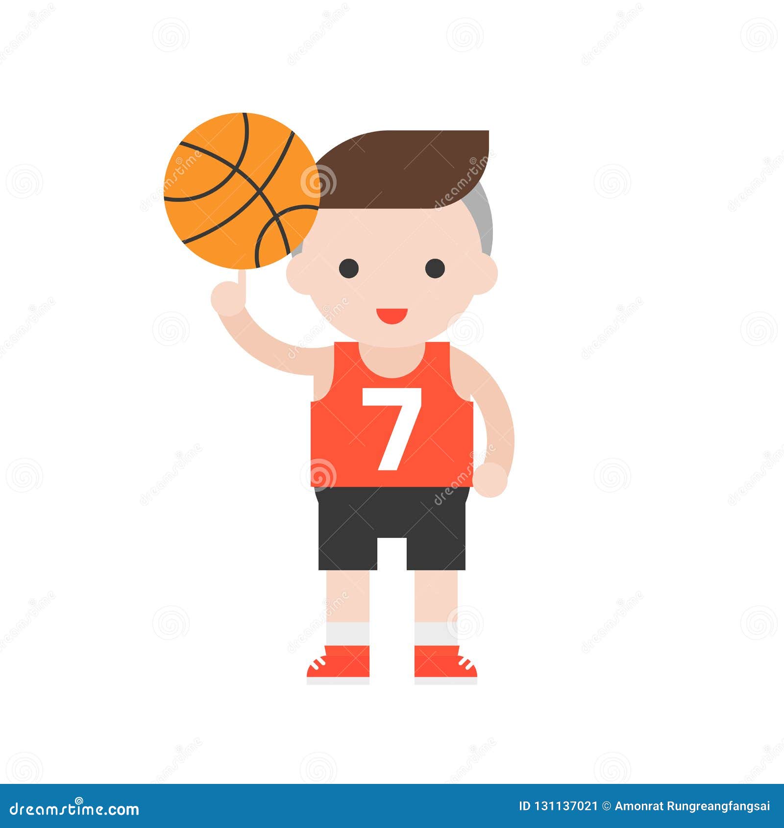 Cute Character, Basketball Player in Flat Design Stock Vector ...