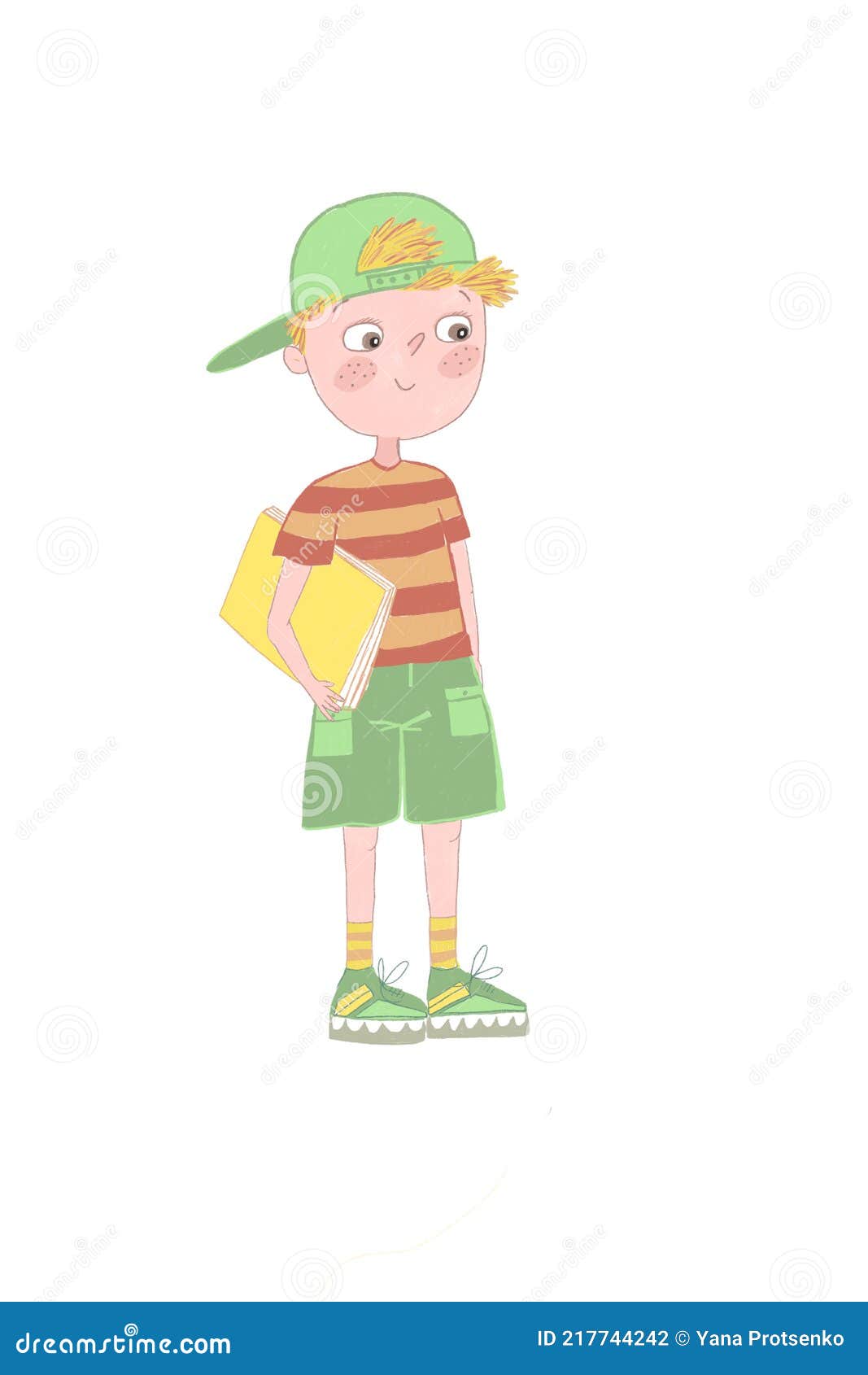 A Cute Character is a Boy with a Book. Illustration. Stock Illustration ...