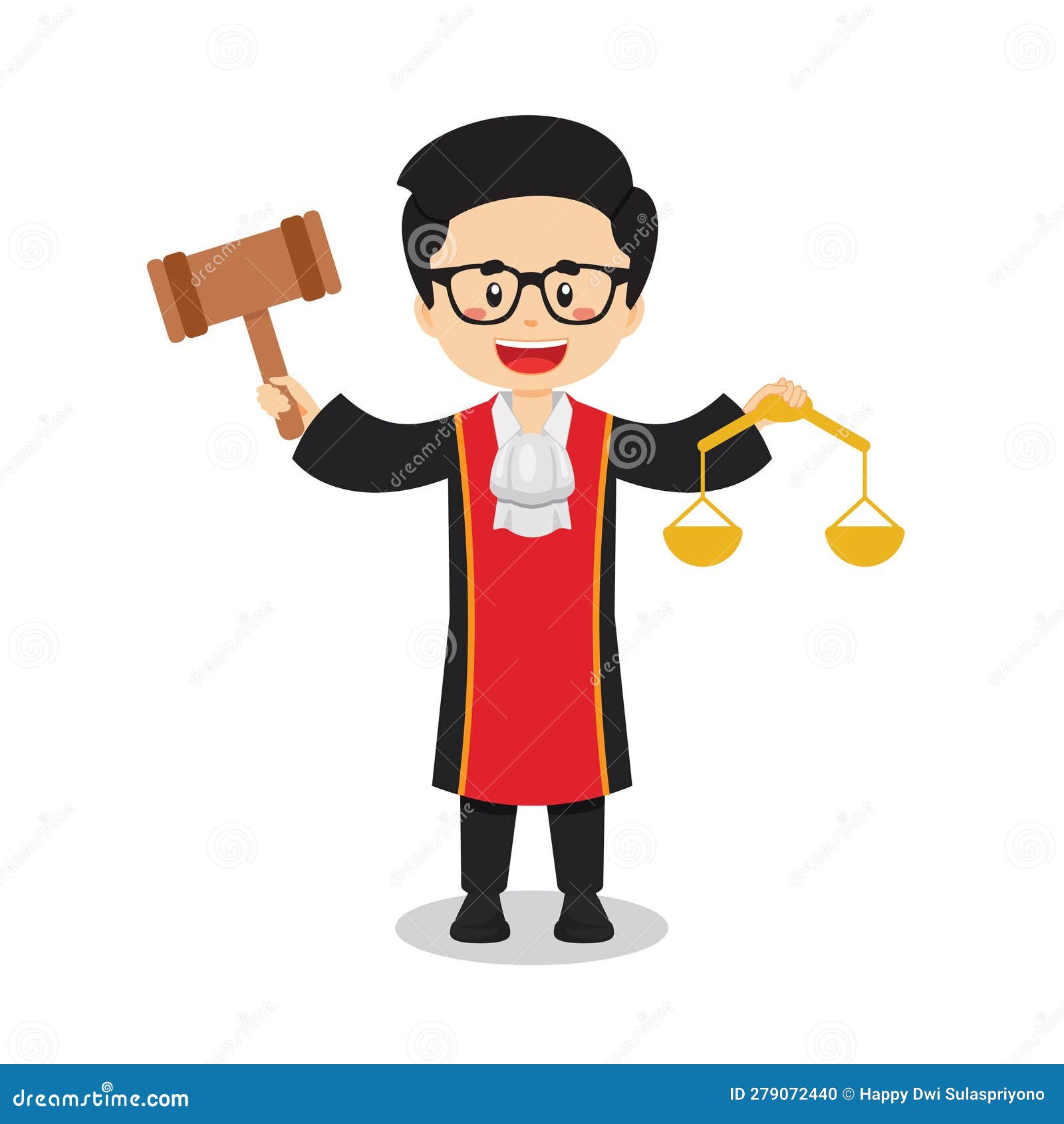Cute Character Drawing Judge Stock Vector - Illustration of legal ...