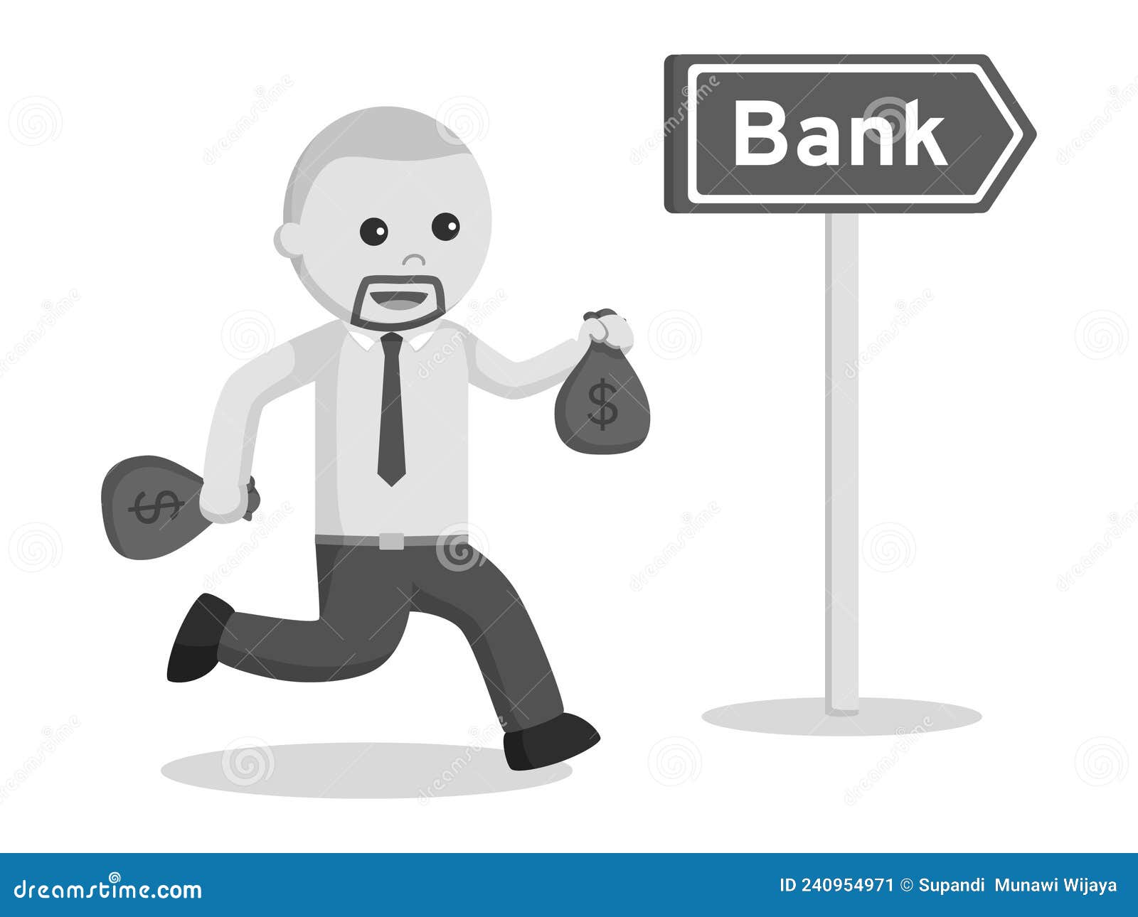 Bank Teller Character Profession Design Vector Black and White Stock ...
