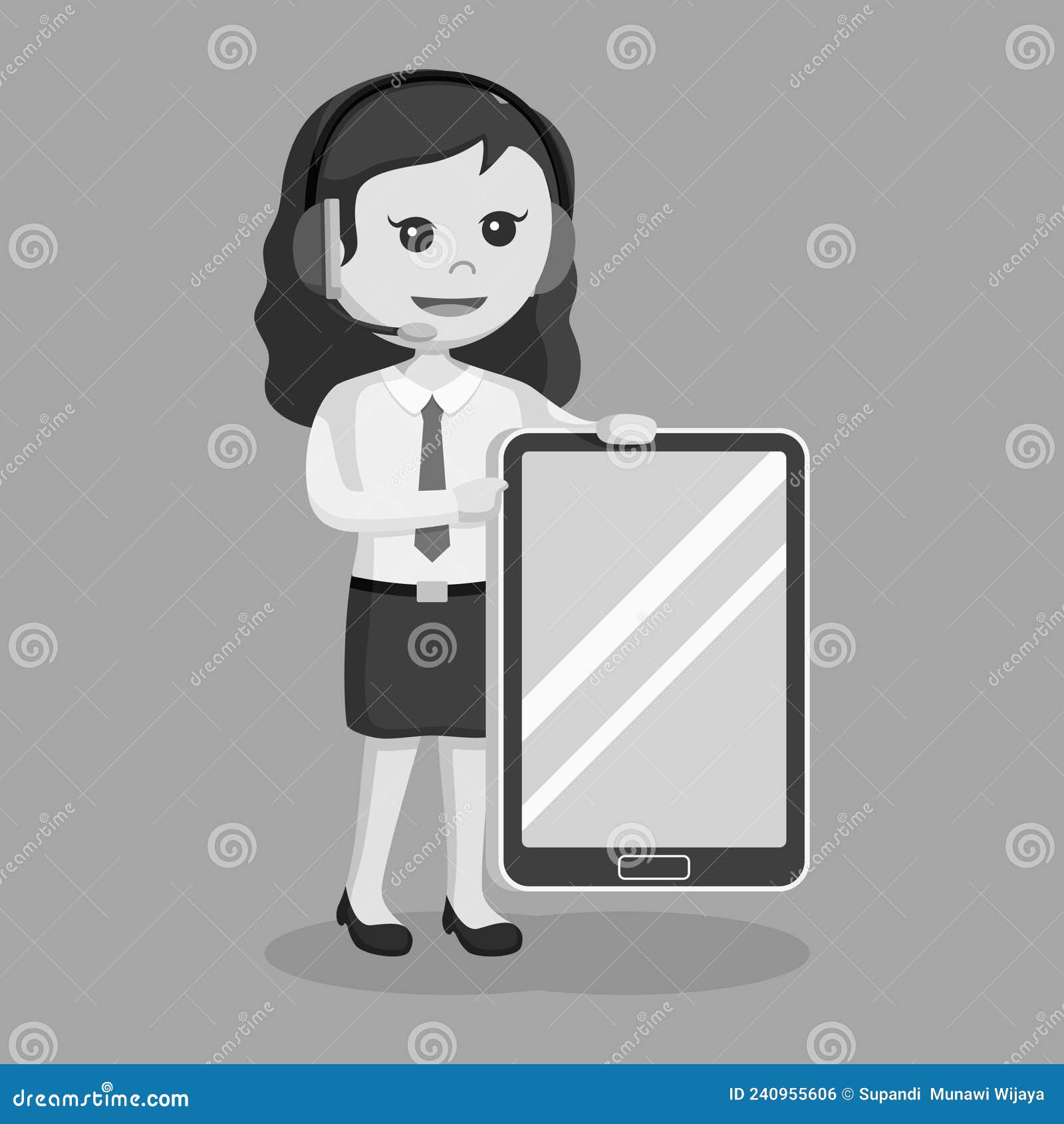 Customer Service Character Profession Design Vector Black and White ...