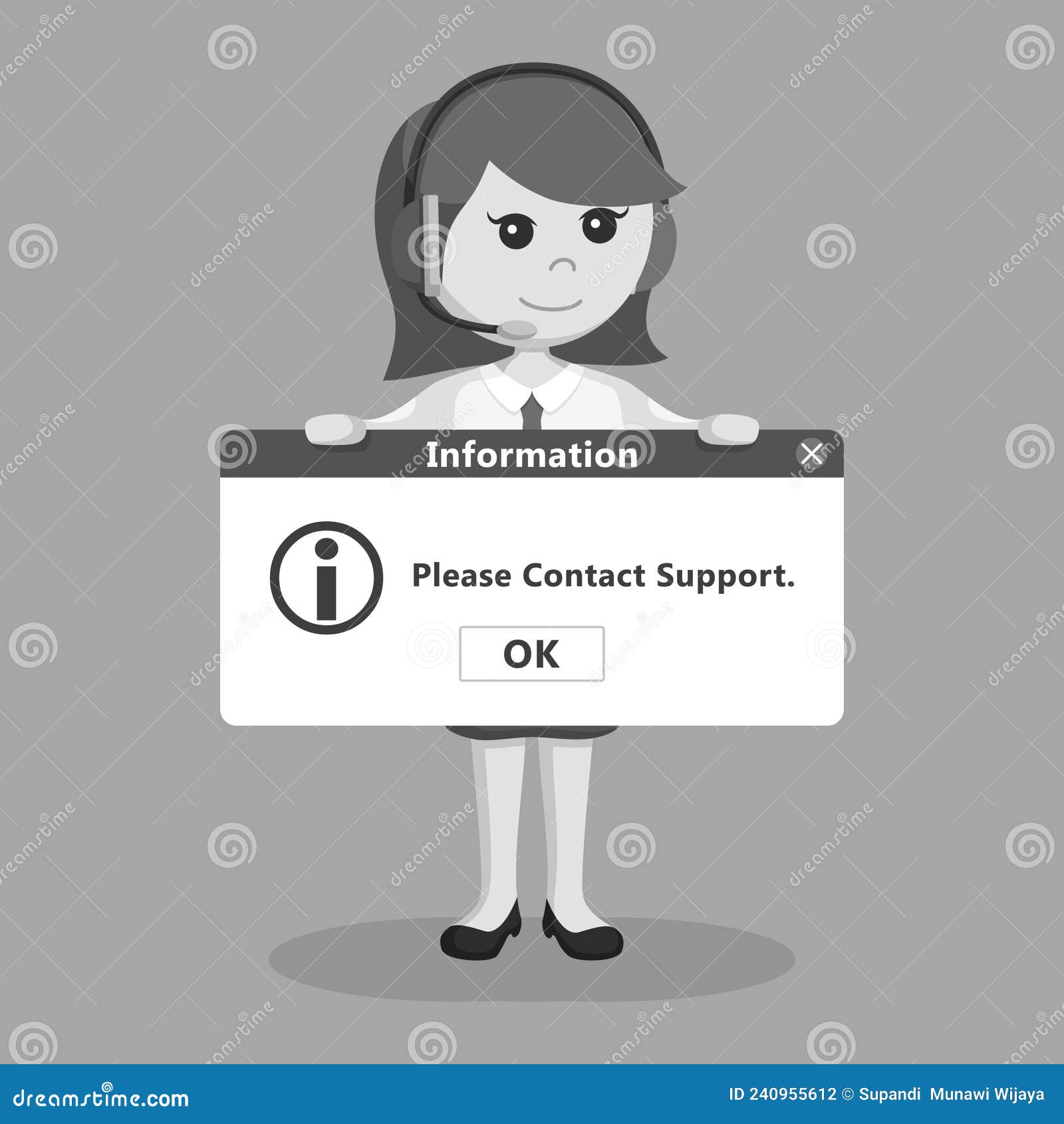 Customer Service Character Profession Design Vector Black and White ...