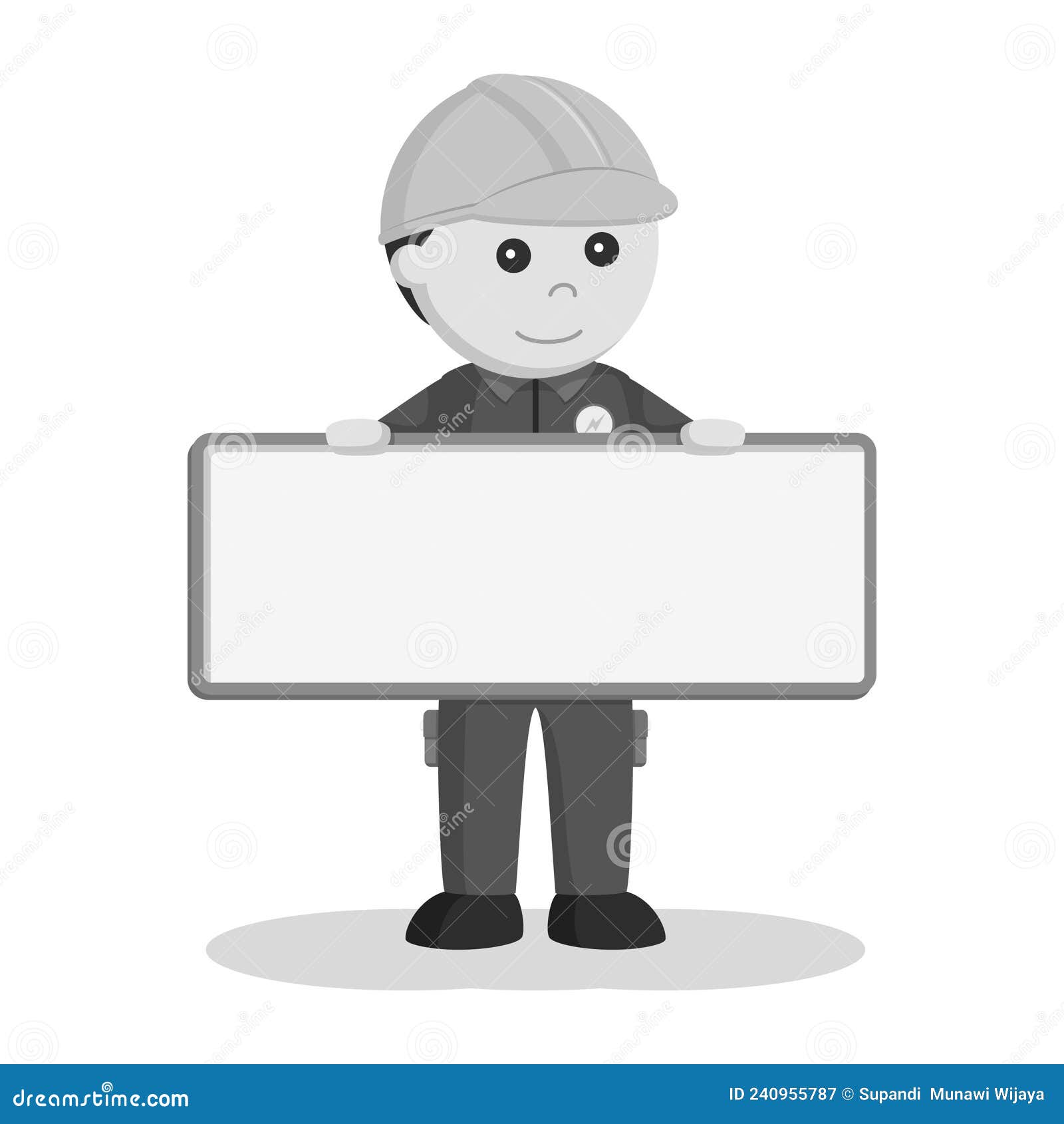 Electric Technician Character Profession Design Vector Black and White ...
