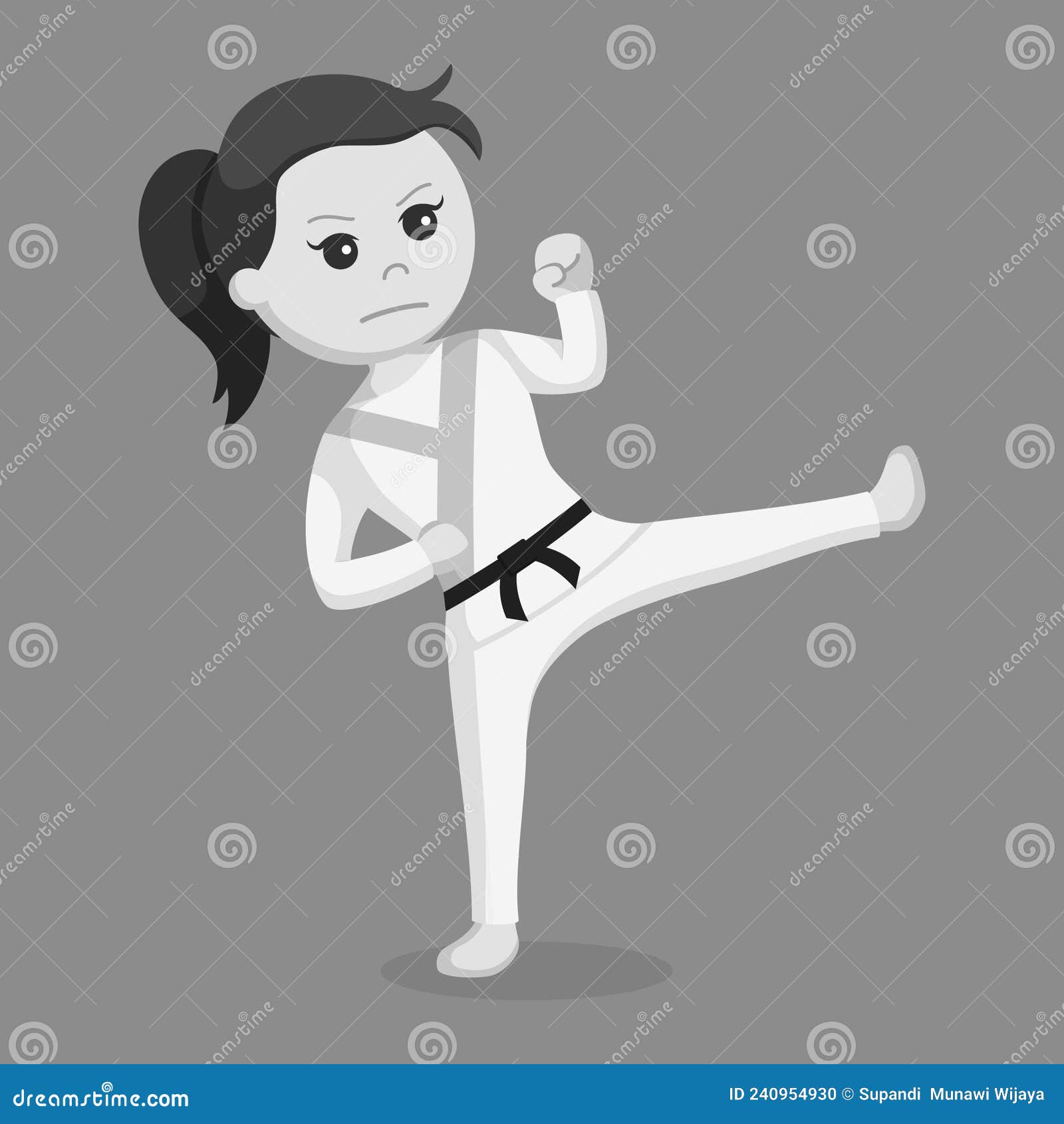 Karate Character Profession Design Vector Black and White Stock Vector ...