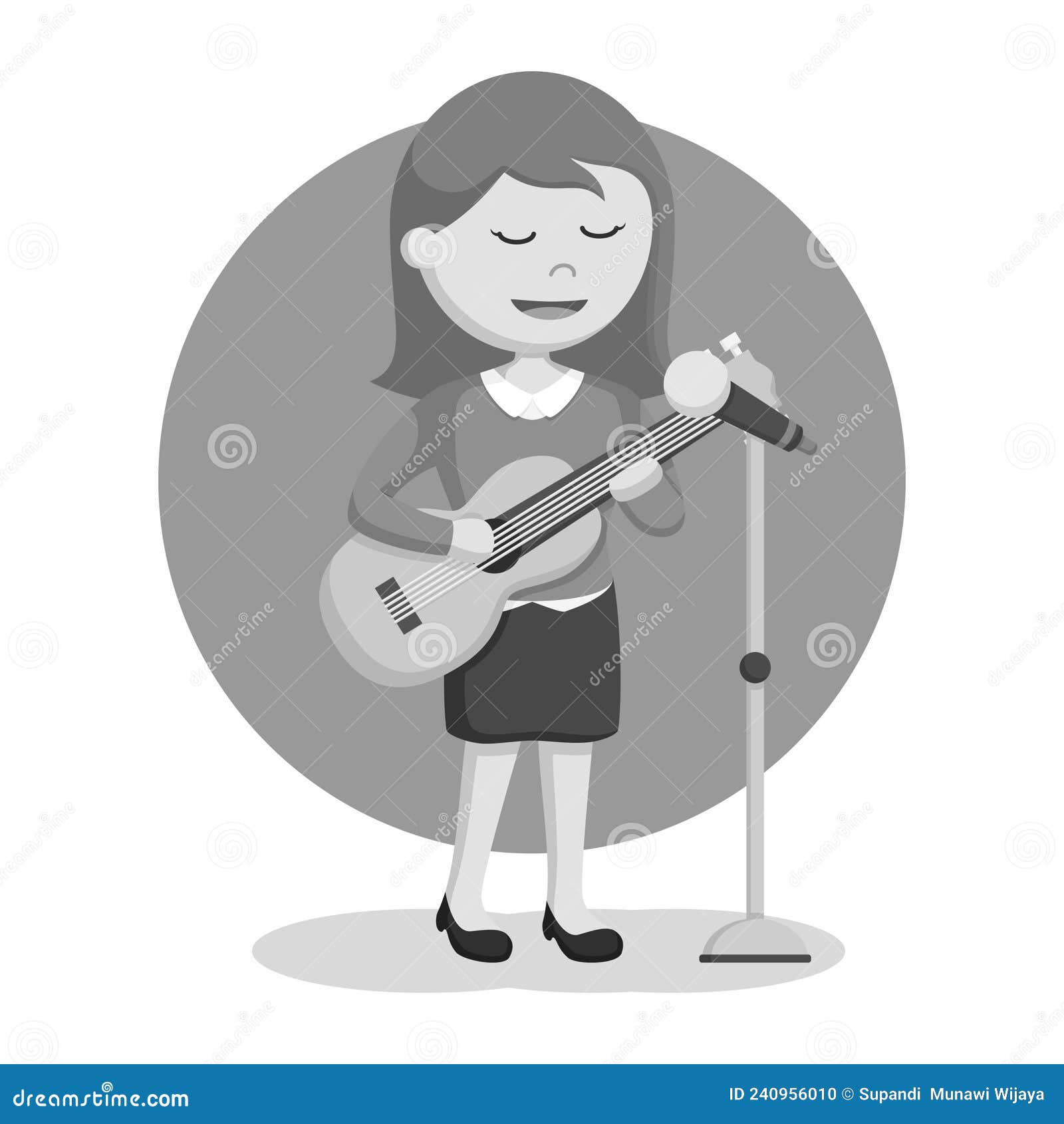 Singer Character Profession Design Vector Black and White Stock Vector ...