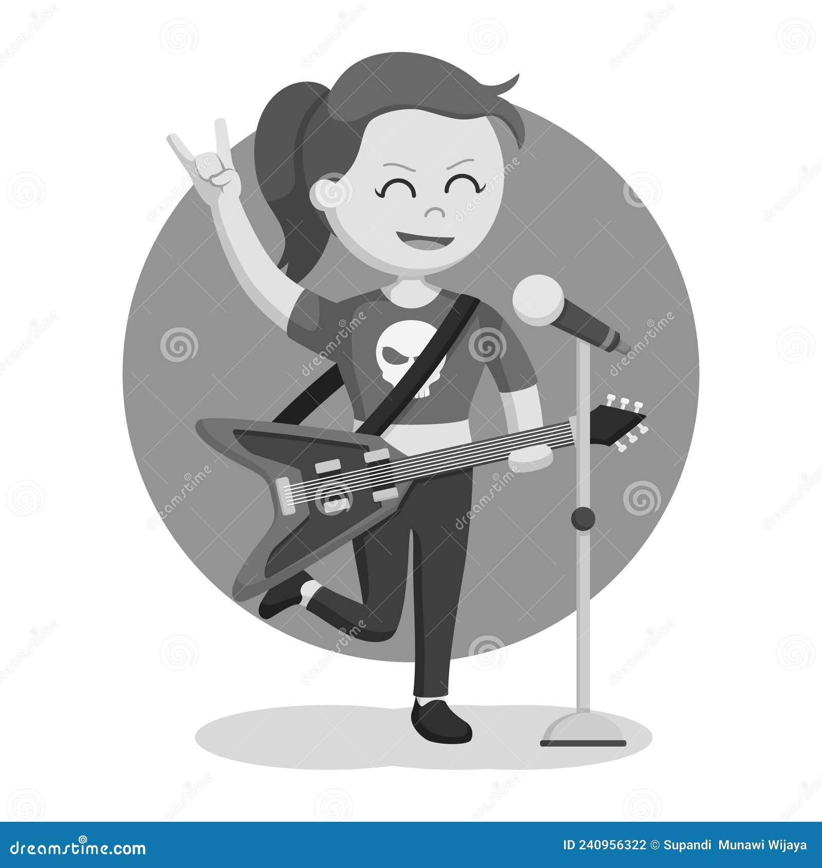 Singer Character Profession Design Vector Black and White Stock Vector ...
