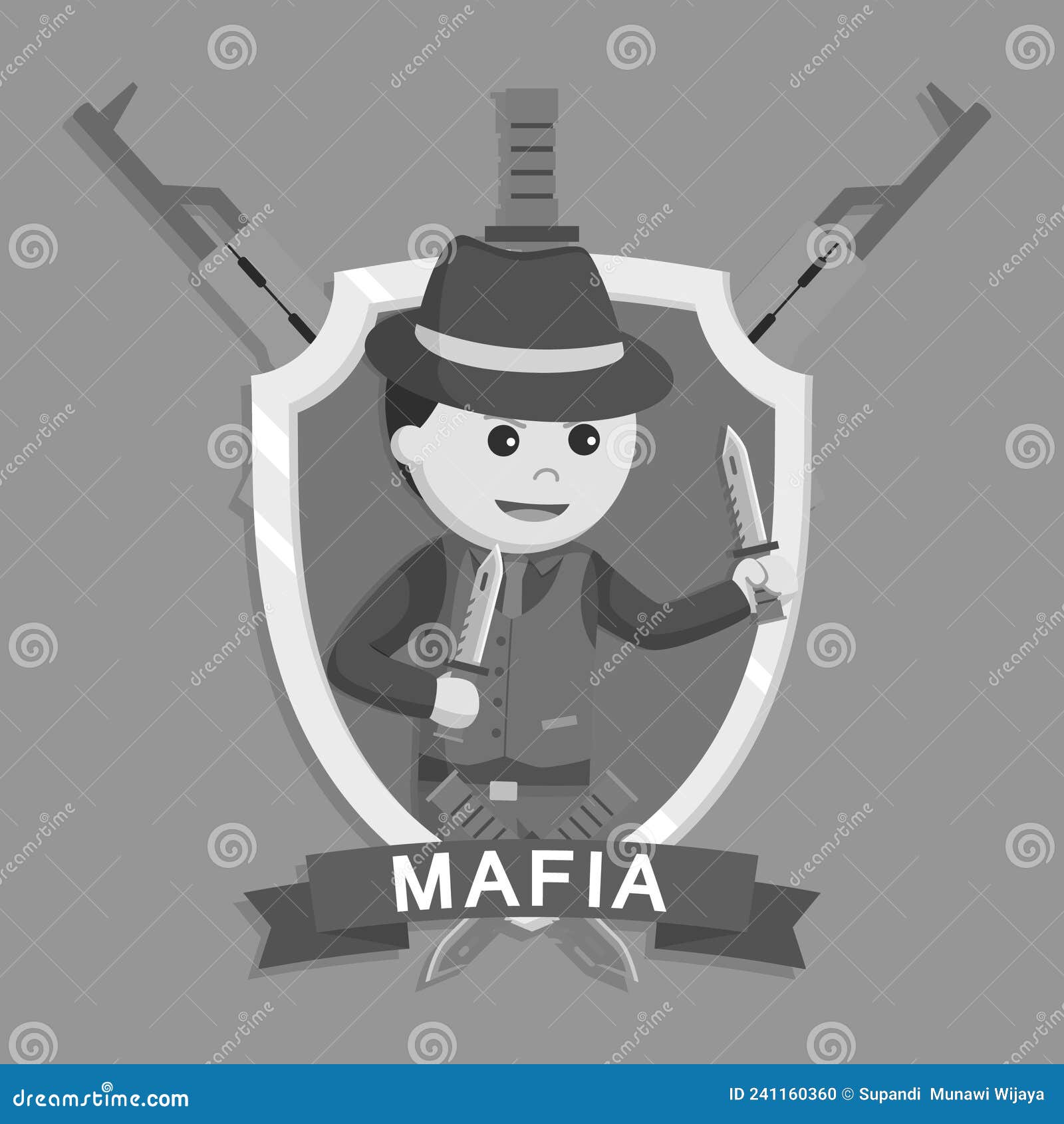 Mafia Character Design, Male And Female With Icon Set. Underground ...