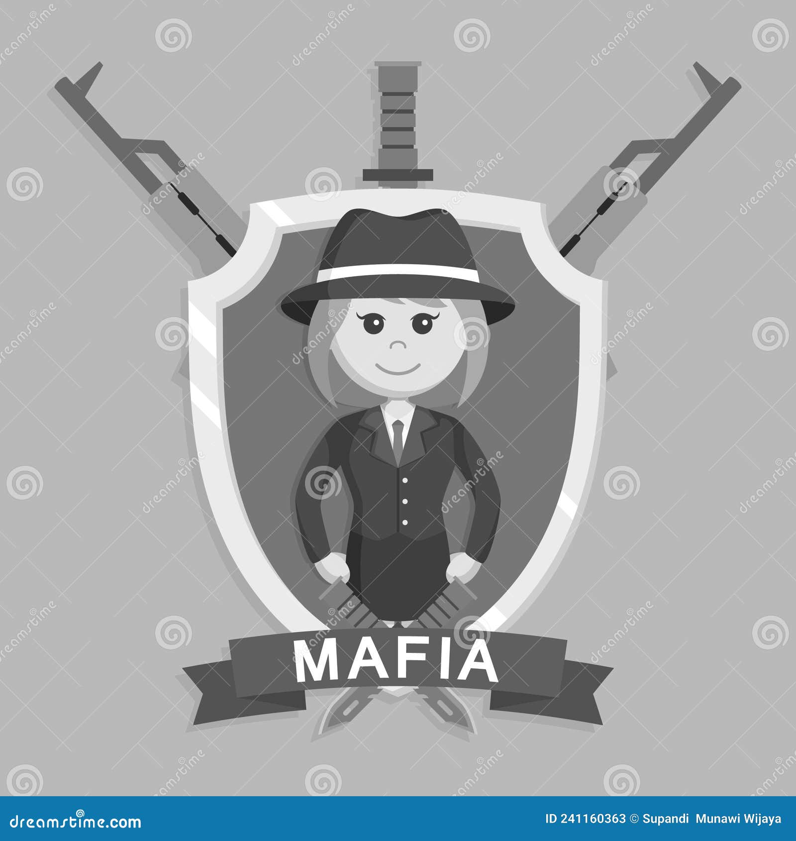 Mafia Character Design, Male And Female With Icon Set. Underground ...