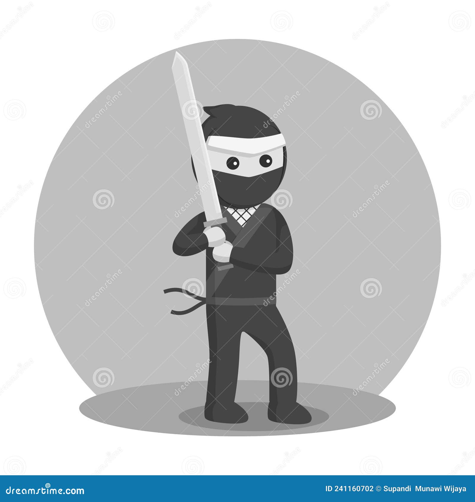 Ninja Character Profession Design Vector Black and White Stock Vector ...