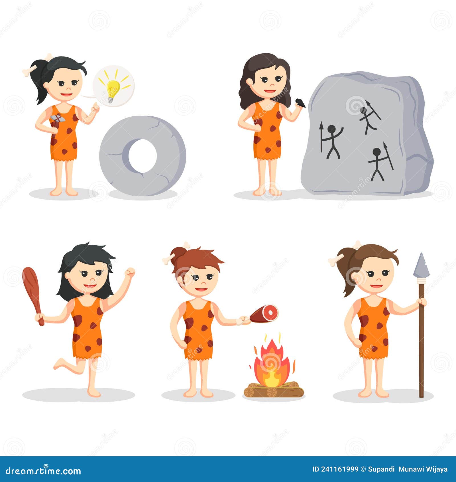 Primitive Man Character From Stone Age And African Aboriginal Wearing ...