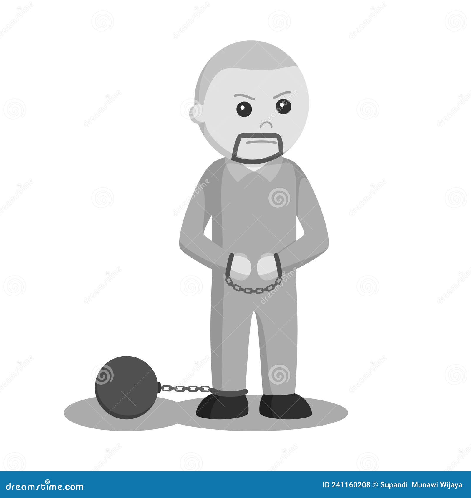 Prisoner Character Profession Design Vector Black and White Stock ...