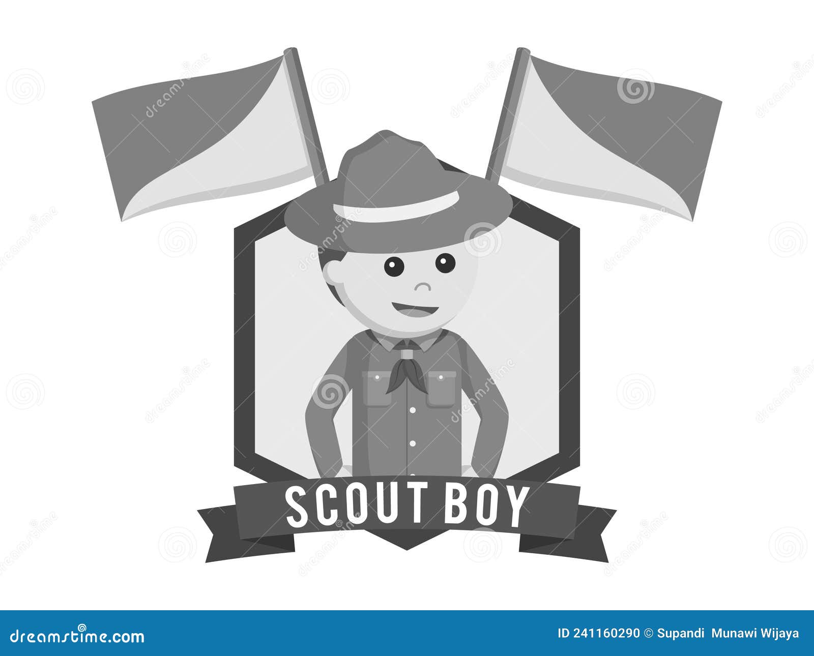 Scout Character Profession Design Vector Black and White Stock Vector ...