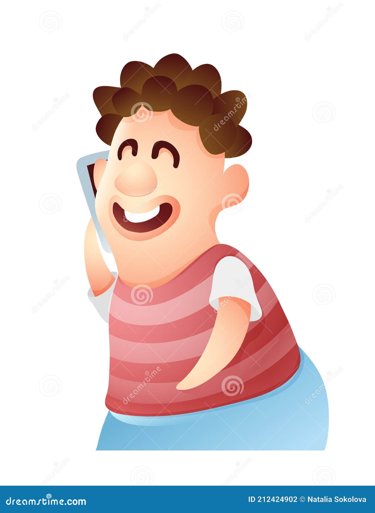 A Cute Character Talking by the Mobile Phone Stock Vector ...