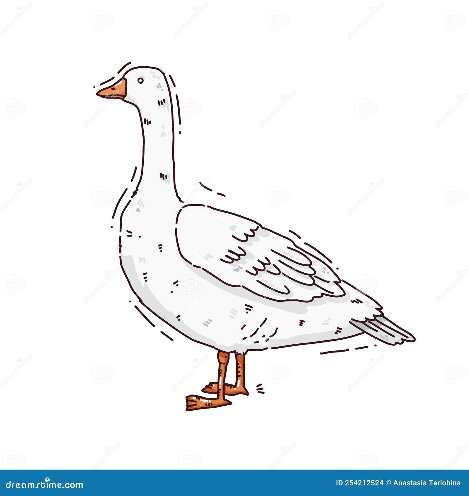 Vector Goose Icon. Cute Cartoon Gander Illustration For Kids. Farm Bird ...