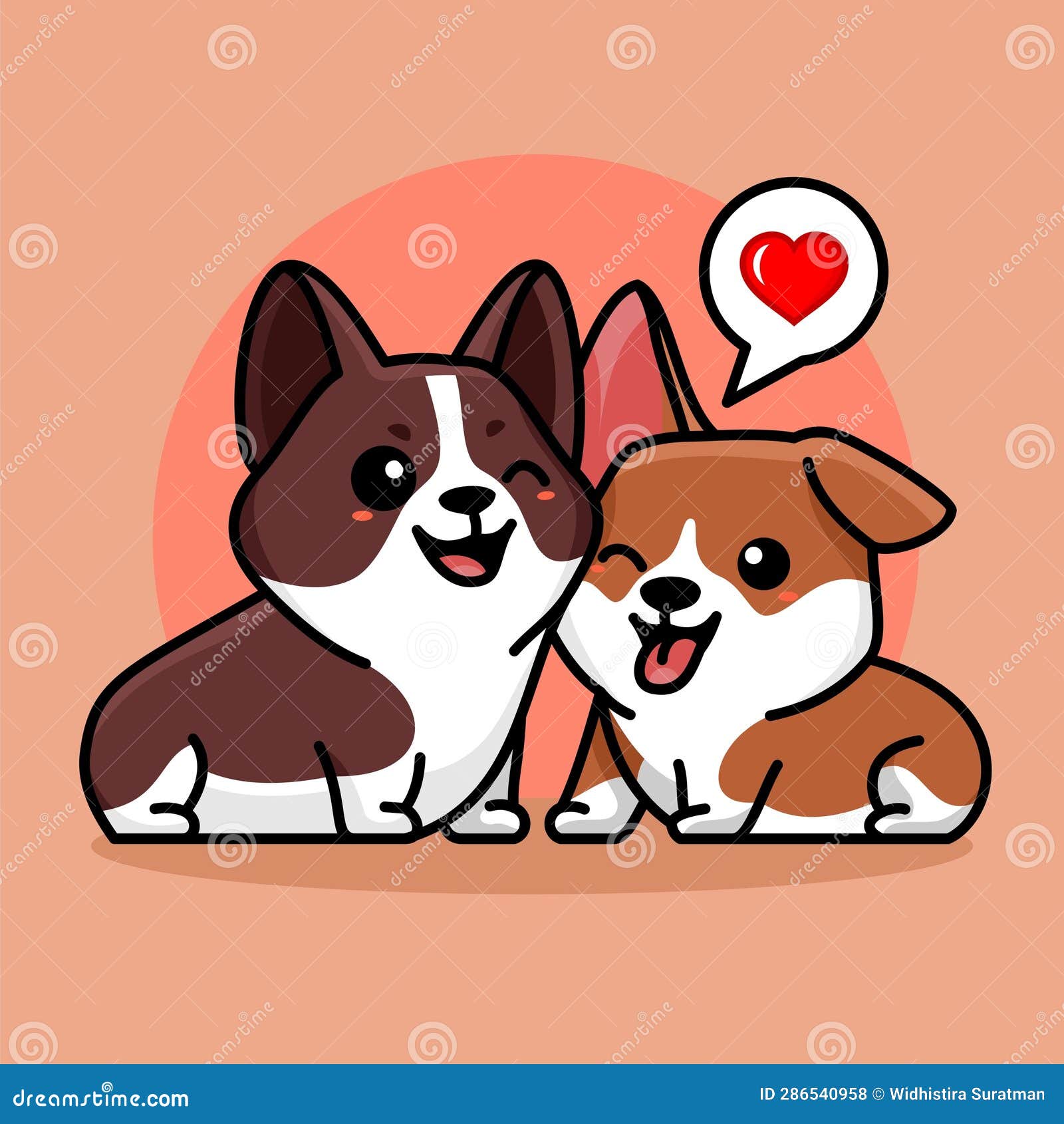 Cute Character Vector of Two Dog Stock Vector - Illustration of cartoon ...