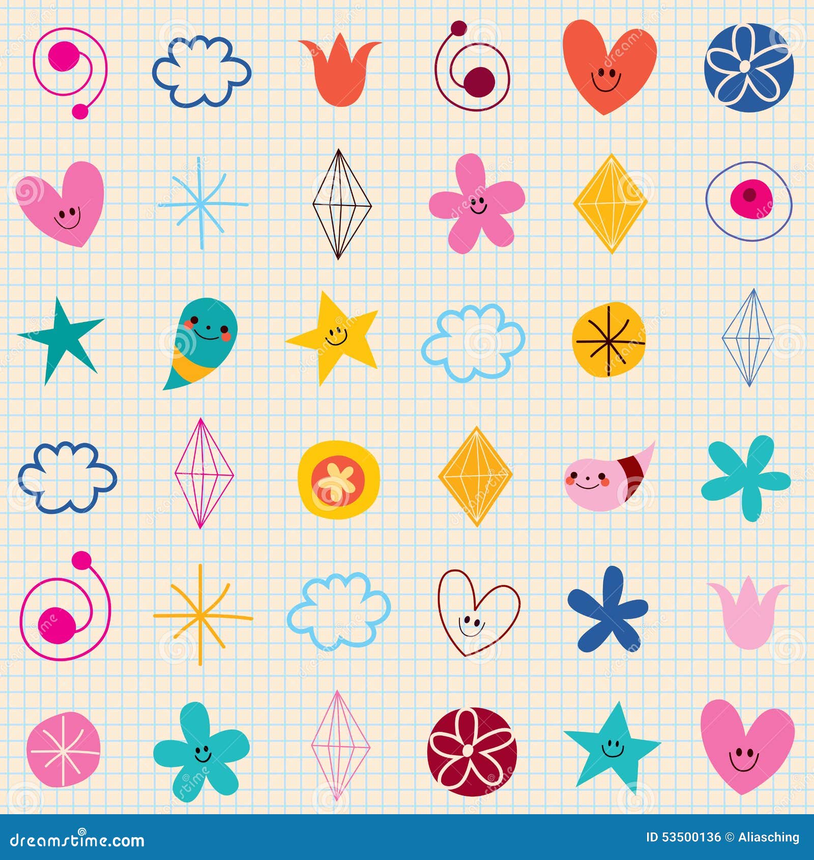 Cute Characters Note Book Paper Seamless Pattern Stock Vector ...