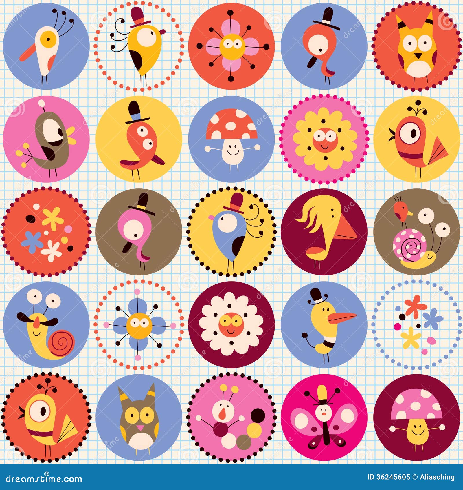 Cute characters pattern stock vector. Illustration of circles - 36245605