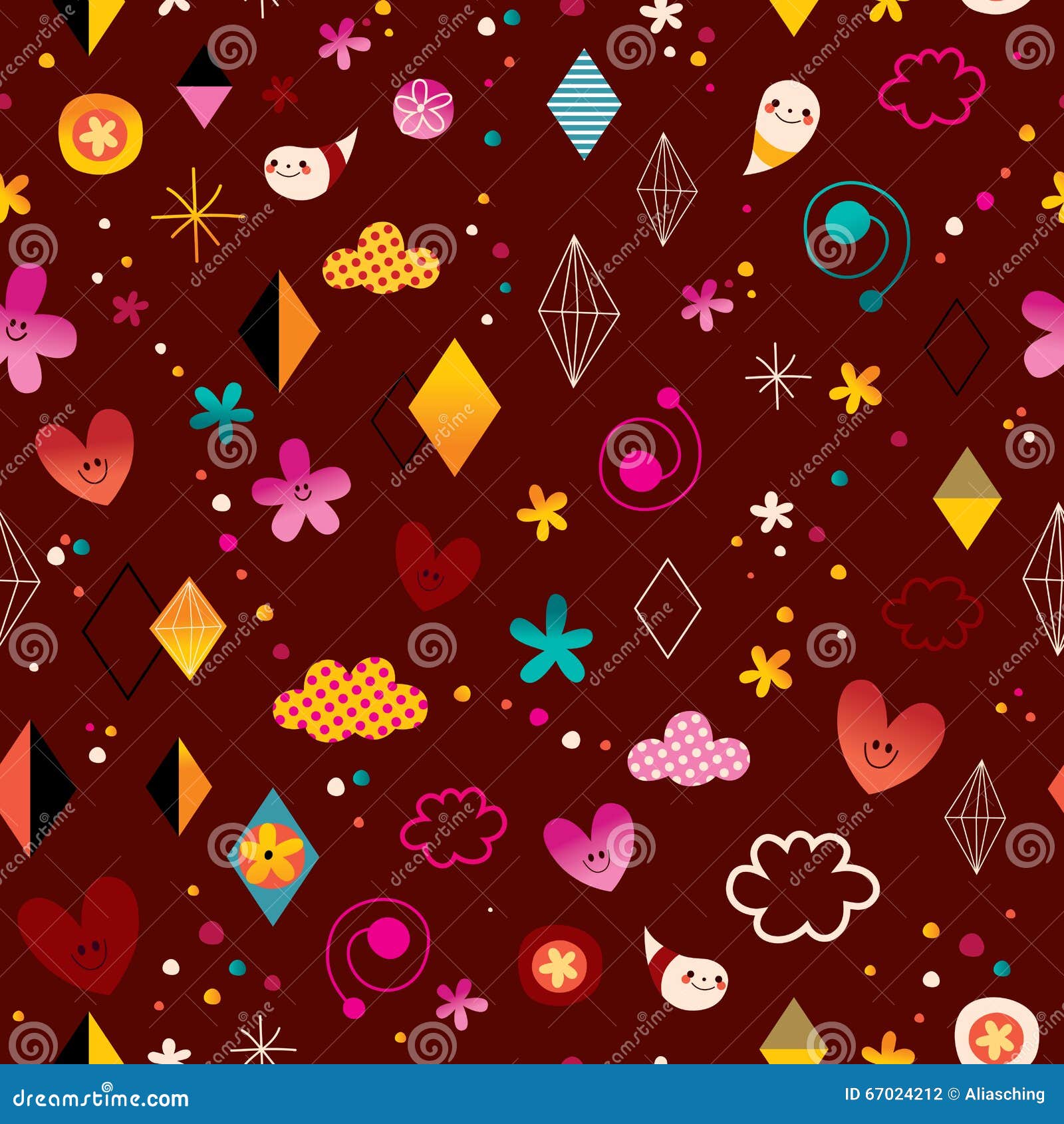 Cute Characters Seamless Pattern Stock Vector - Illustration of cartoon ...