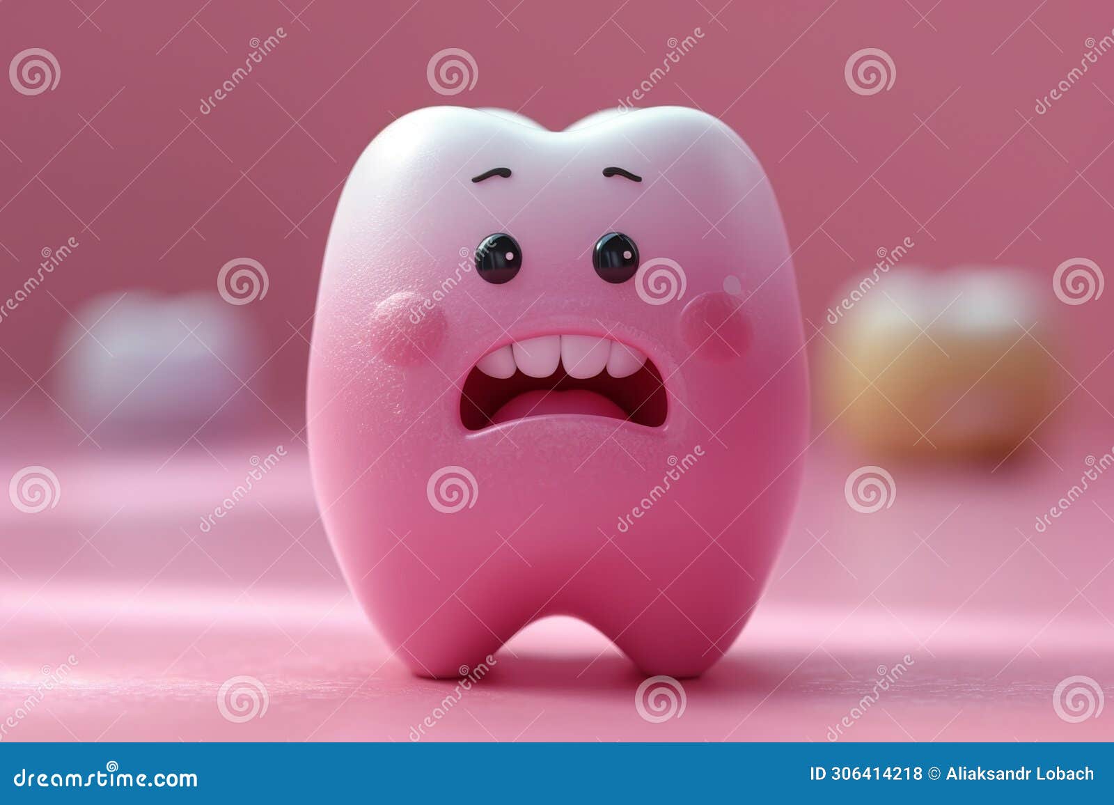 A Cute and Charming Sad Tooth Character. a Grim Expression on His Face ...