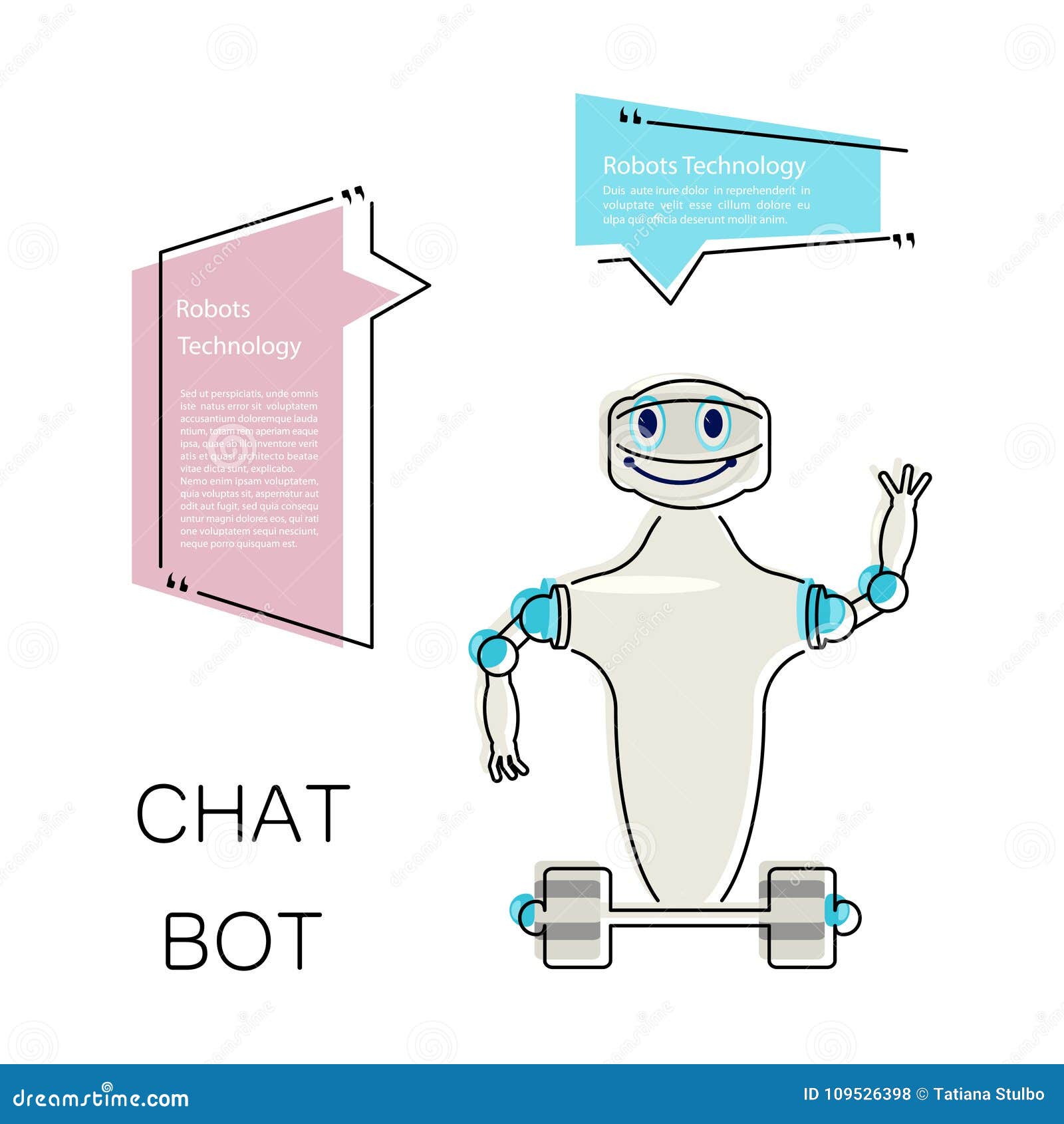 Cute chat bot stock vector. Illustration of hand, background - 109526398