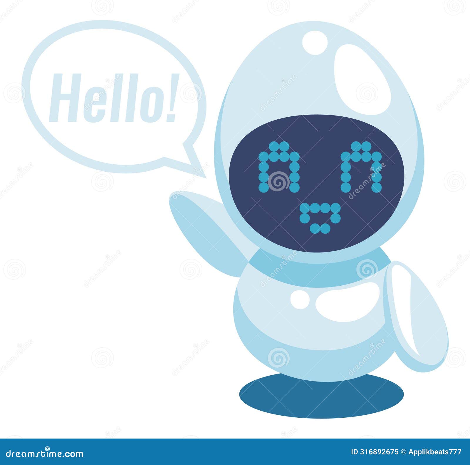 Cute Chat Bot Say Hello. Cartoon Friendly Character Stock Vector ...