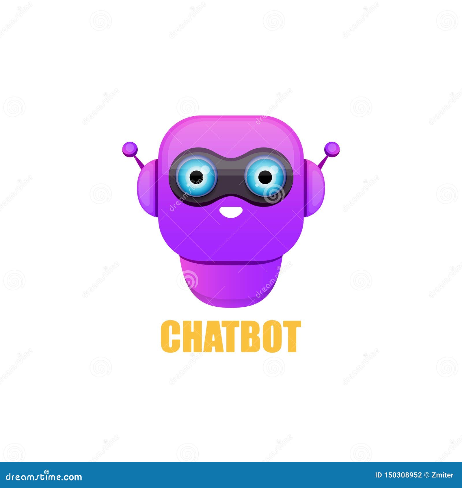 Cute Chatbot Character Isolated on White Background. Vector Funny Robot ...