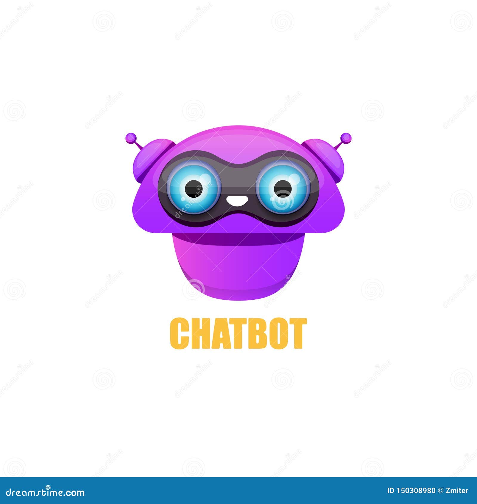 Cute Chatbot Character Isolated on White Background. Vector Funny Robot ...