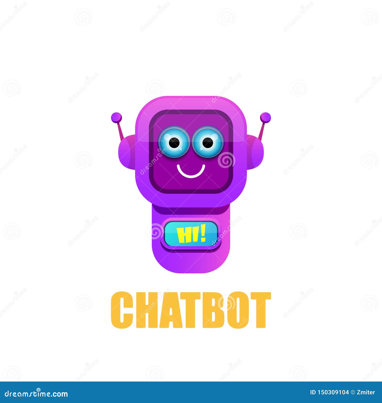 Cute Chatbot Character Isolated on White Background. Vector Funny Robot ...
