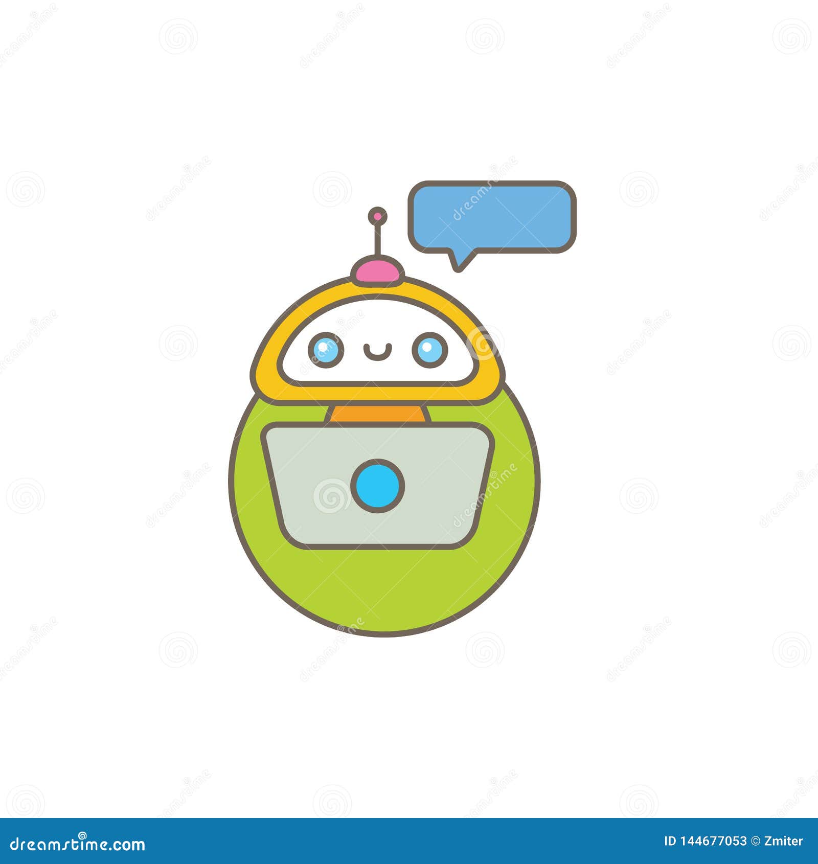 Cute Chatbot Character or Intelligent Assistant with Speech Bubble ...