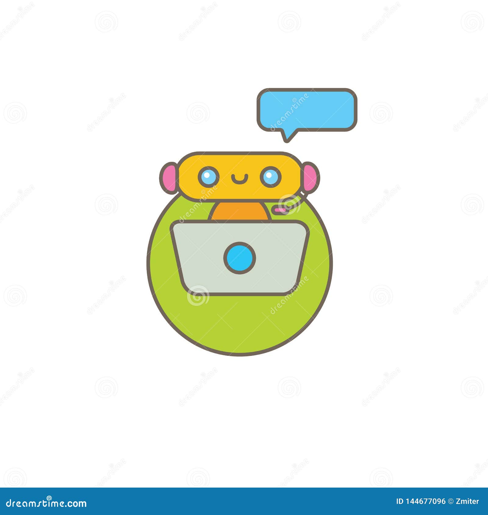 Cute Chatbot Character or Intelligent Assistant with Speech Bubble ...