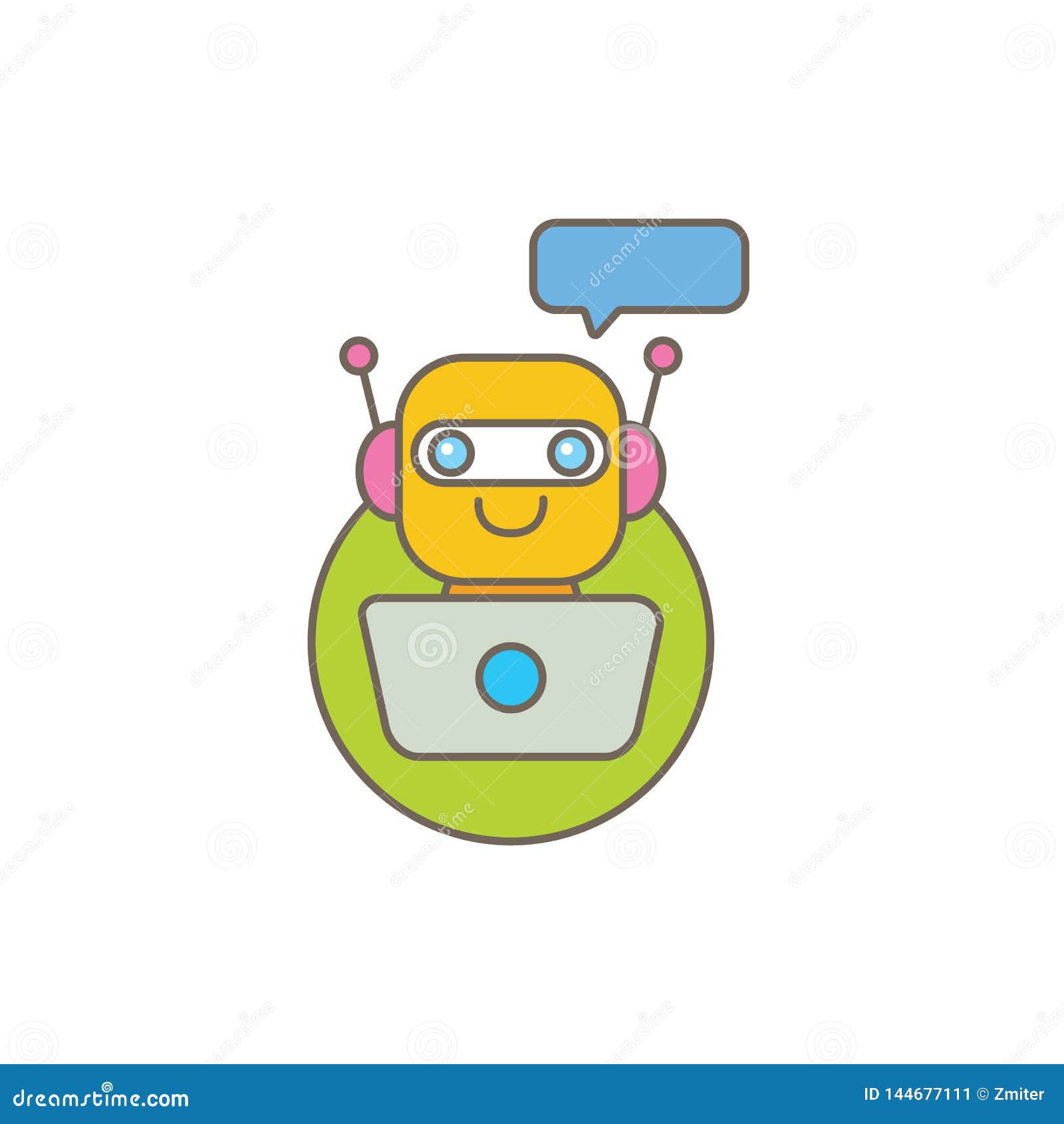 Cute Chatbot Character or Intelligent Assistant with Speech Bubble ...