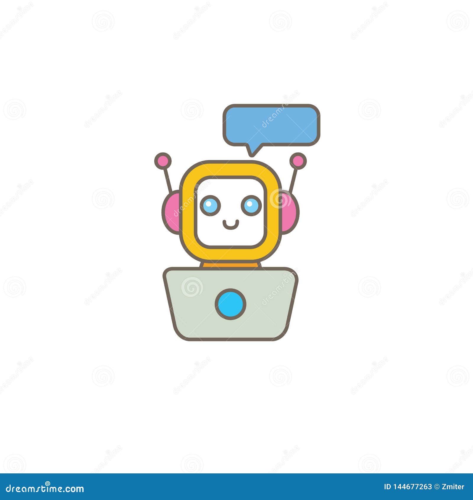 Cute Chatbot Character or Intelligent Assistant with Speech Bubble ...
