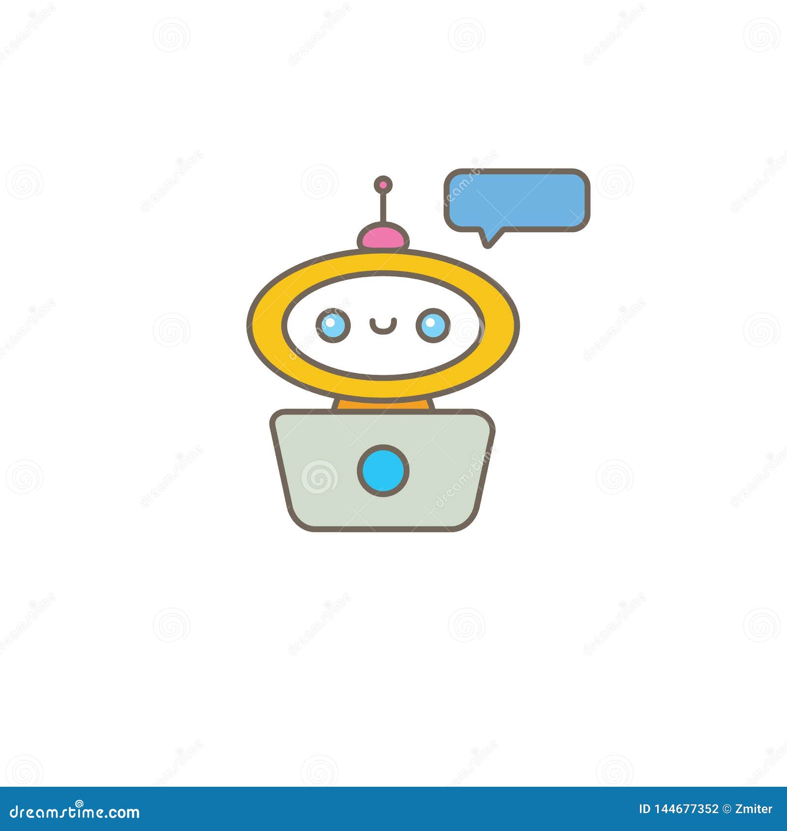 Cute Chatbot Character or Intelligent Assistant with Speech Bubble ...