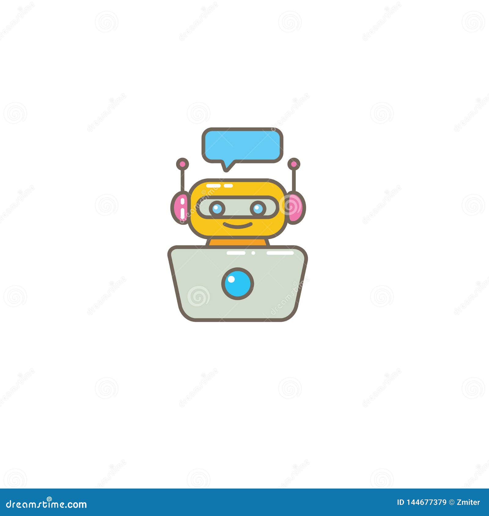 Cute Chatbot Character or Intelligent Assistant with Speech Bubble ...