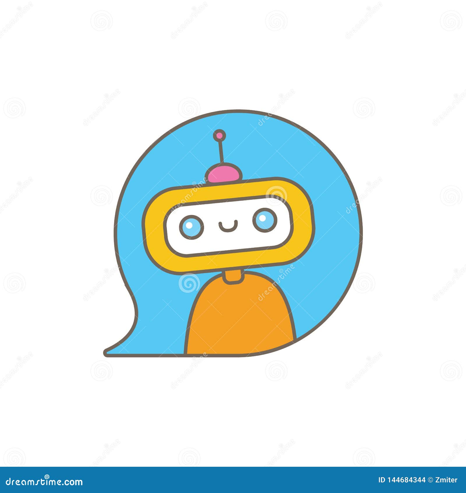 Cute Chatbot Character or Intelligent Assistant with Speech Bubble ...