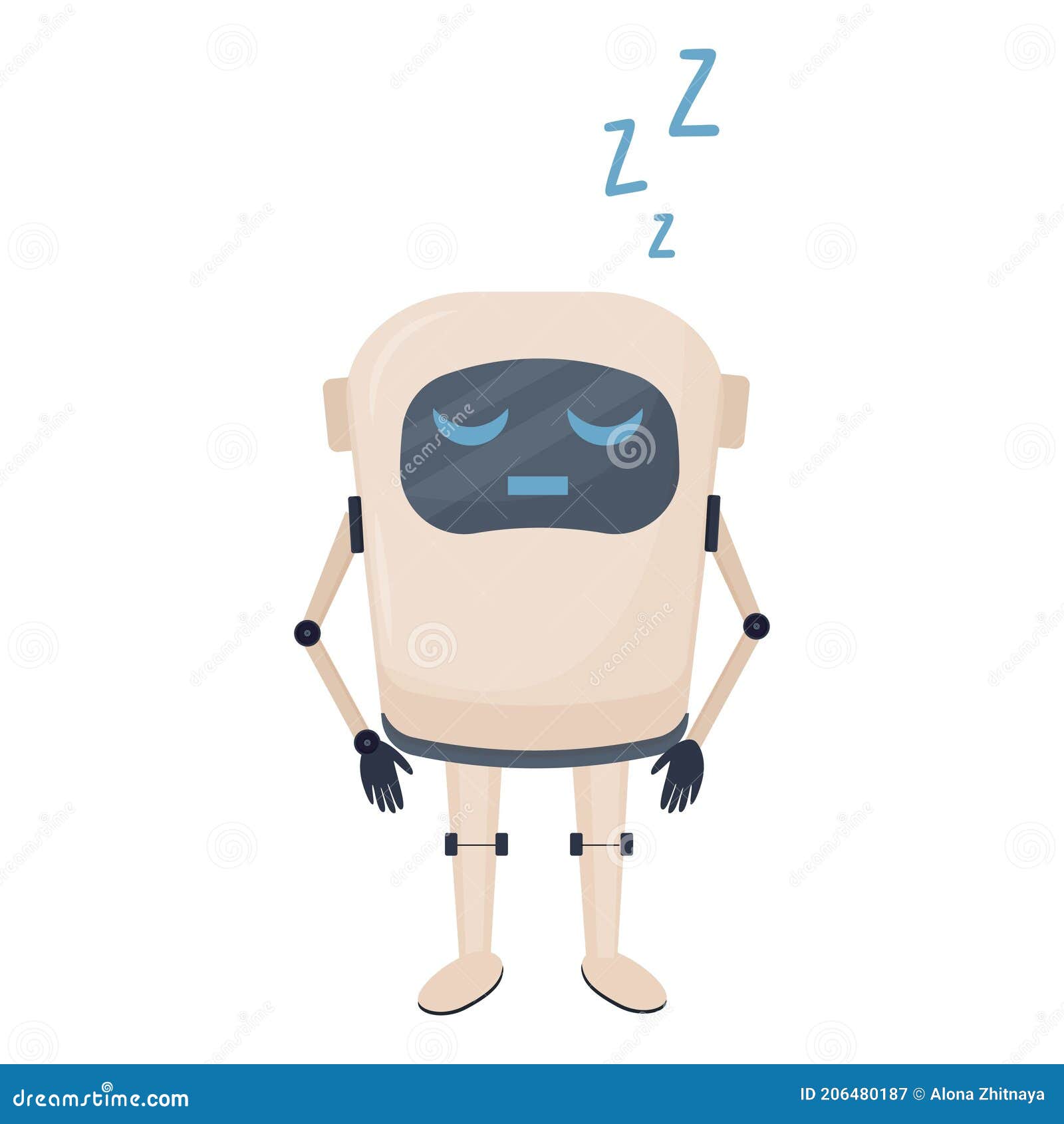 Sleep Robot Humanoid Mascot Vector Cartoon Illustration | CartoonDealer ...